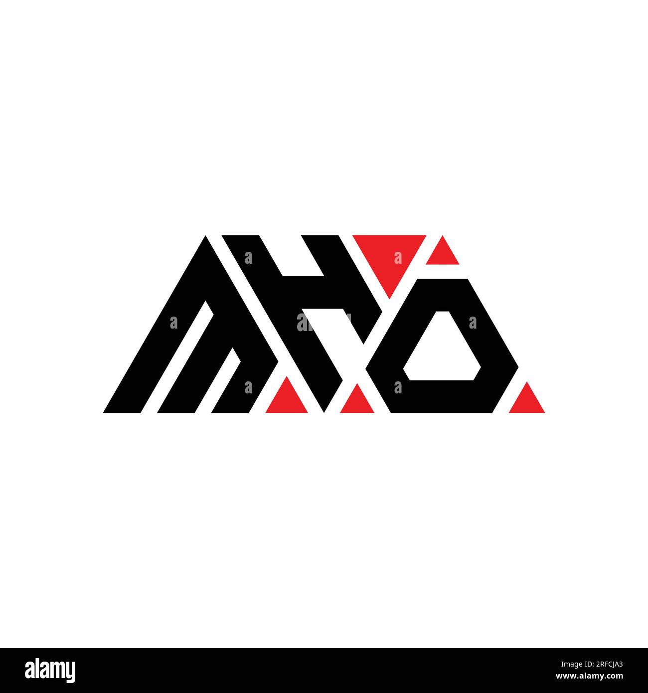 MHO-Logo mit Dreiecksbuchstaben und Dreiecksform. Monogramm mit MHO ...