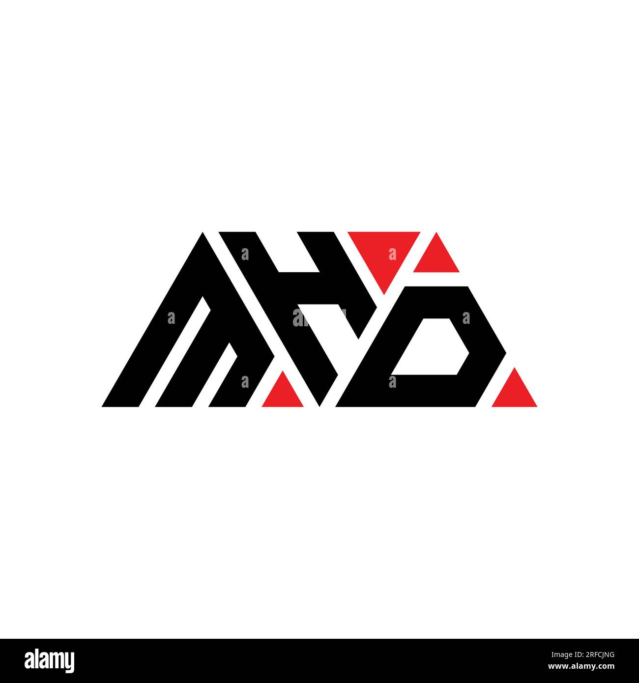 MHD-Logo mit Dreiecksbuchstaben und Dreiecksform. MHD-Monogramm mit ...