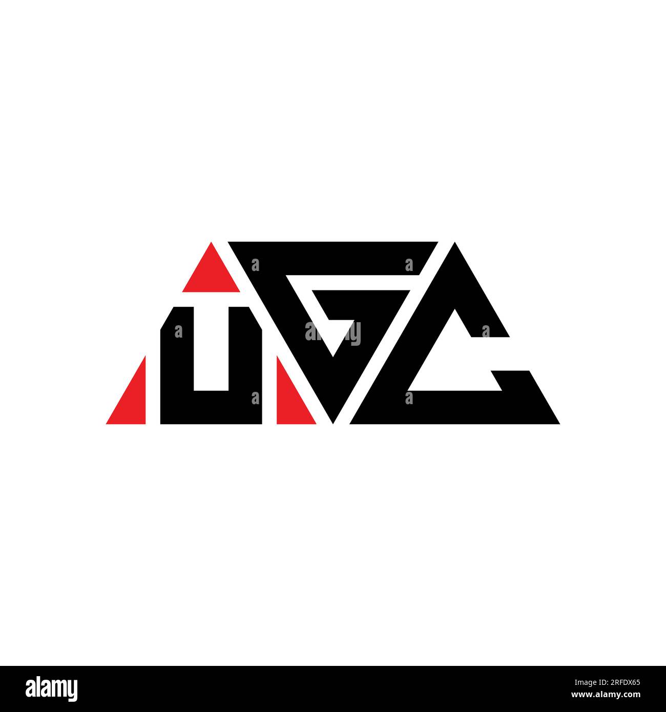 UGC-Logo mit Dreiecksbuchstaben und Dreiecksform. UGC-Monogramm mit ...