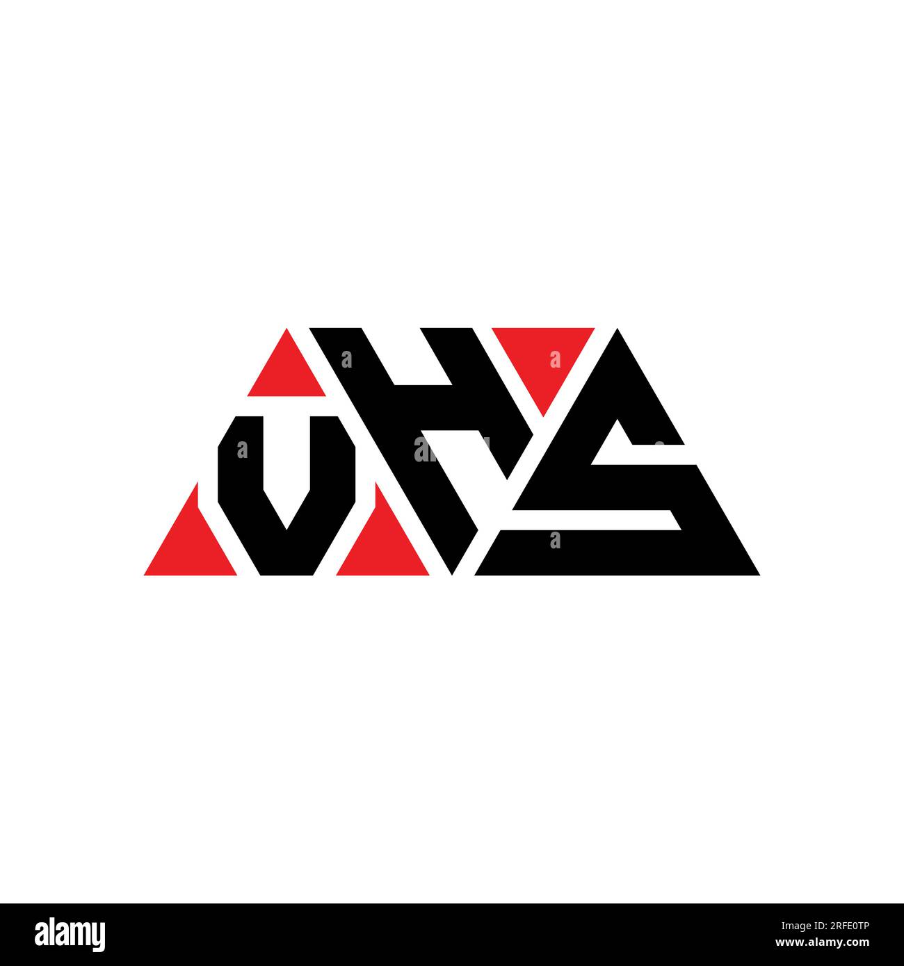 VHS-Logo mit dreieckigem Buchstaben in Dreiecksform. Monogramm mit VHS ...