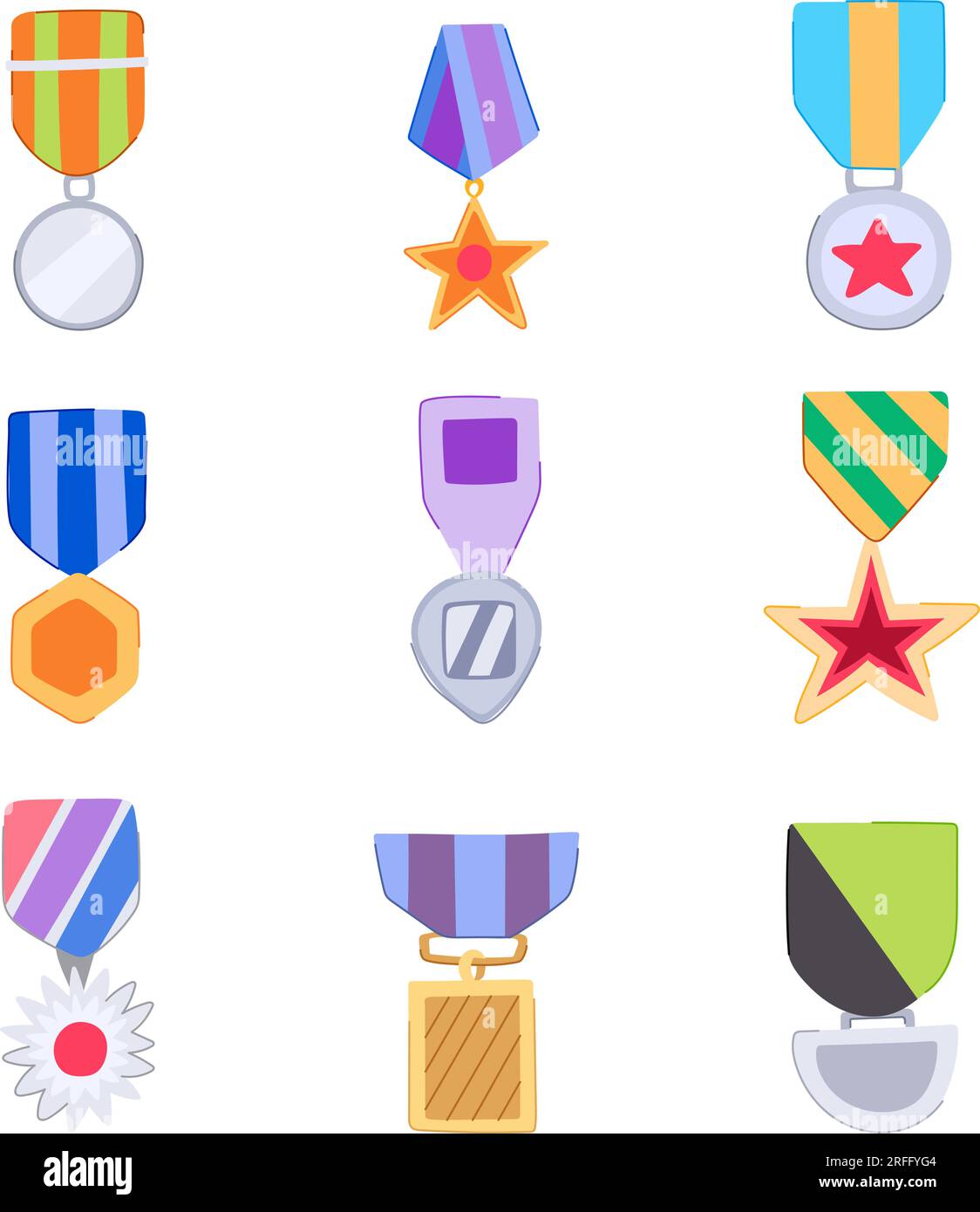 Militärische Medaille Satz Cartoon Vektor Illustration Stock ...