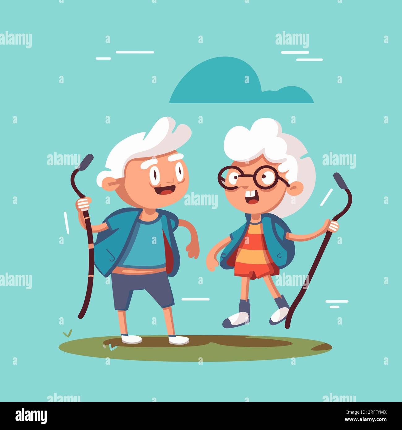 Cartoon illustration funny active senior -Fotos und -Bildmaterial in ...