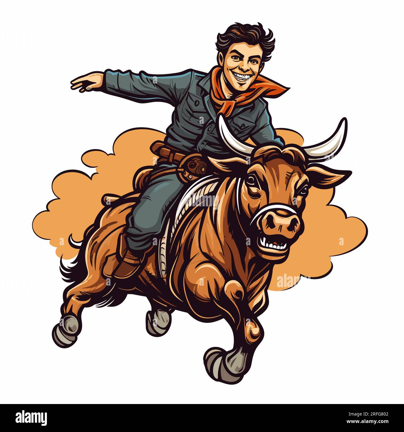 Rodeo cowboy bull riding cartoon -Fotos und -Bildmaterial in hoher ...