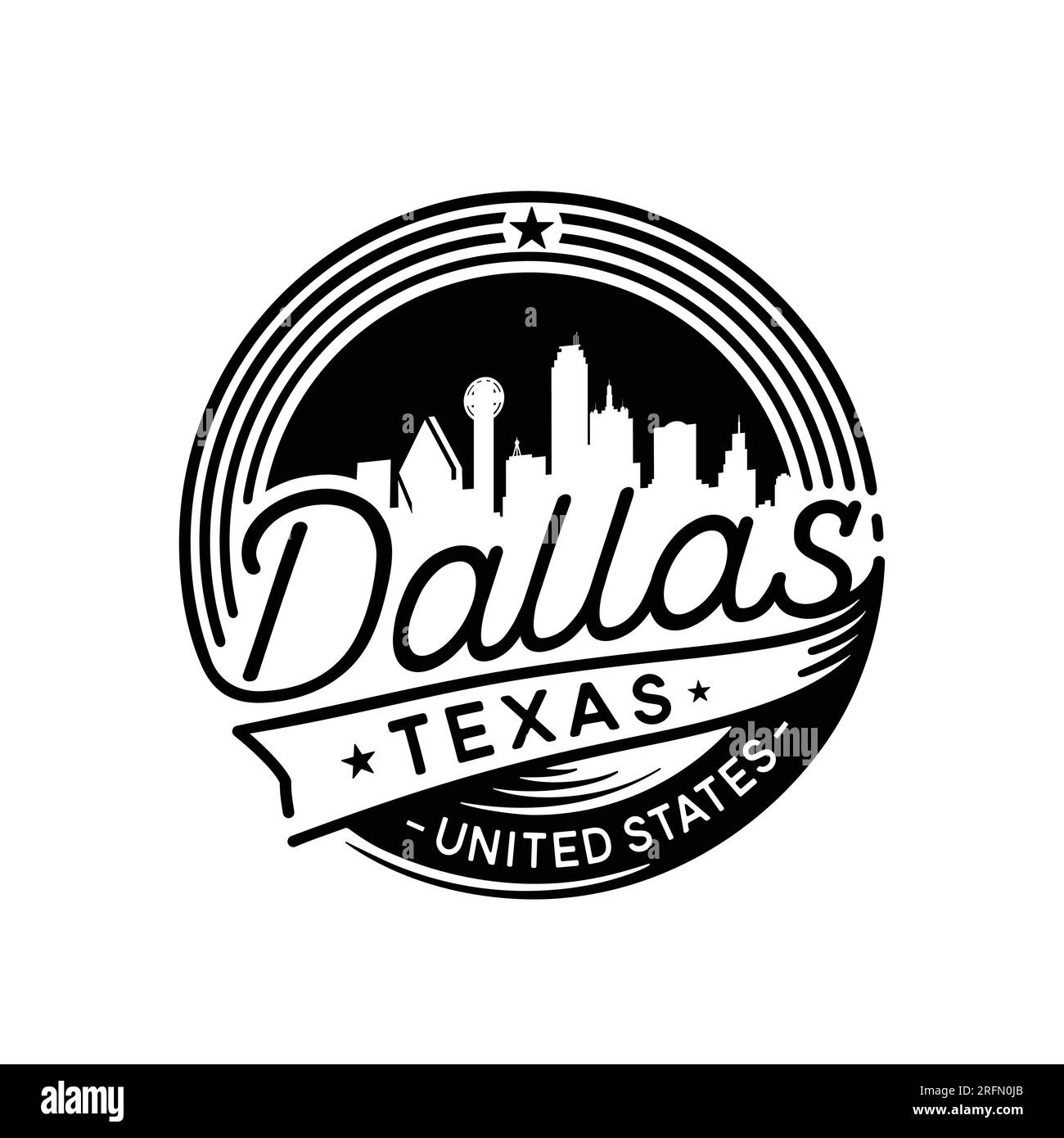 „Dallas Texas“-Logo. Vektor-Designvorlage für die Stadt Dallas Stock ...