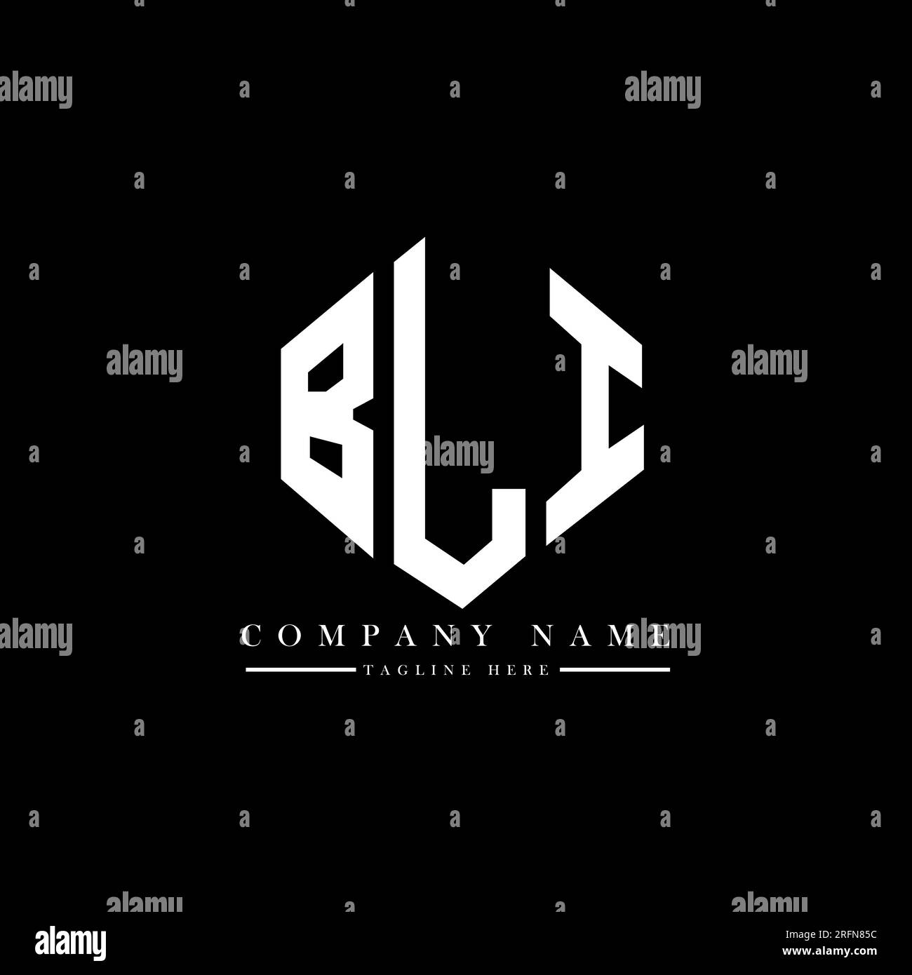 Logo mit BLI-Buchstaben und Polygonform. BLI-Polygon- und ...