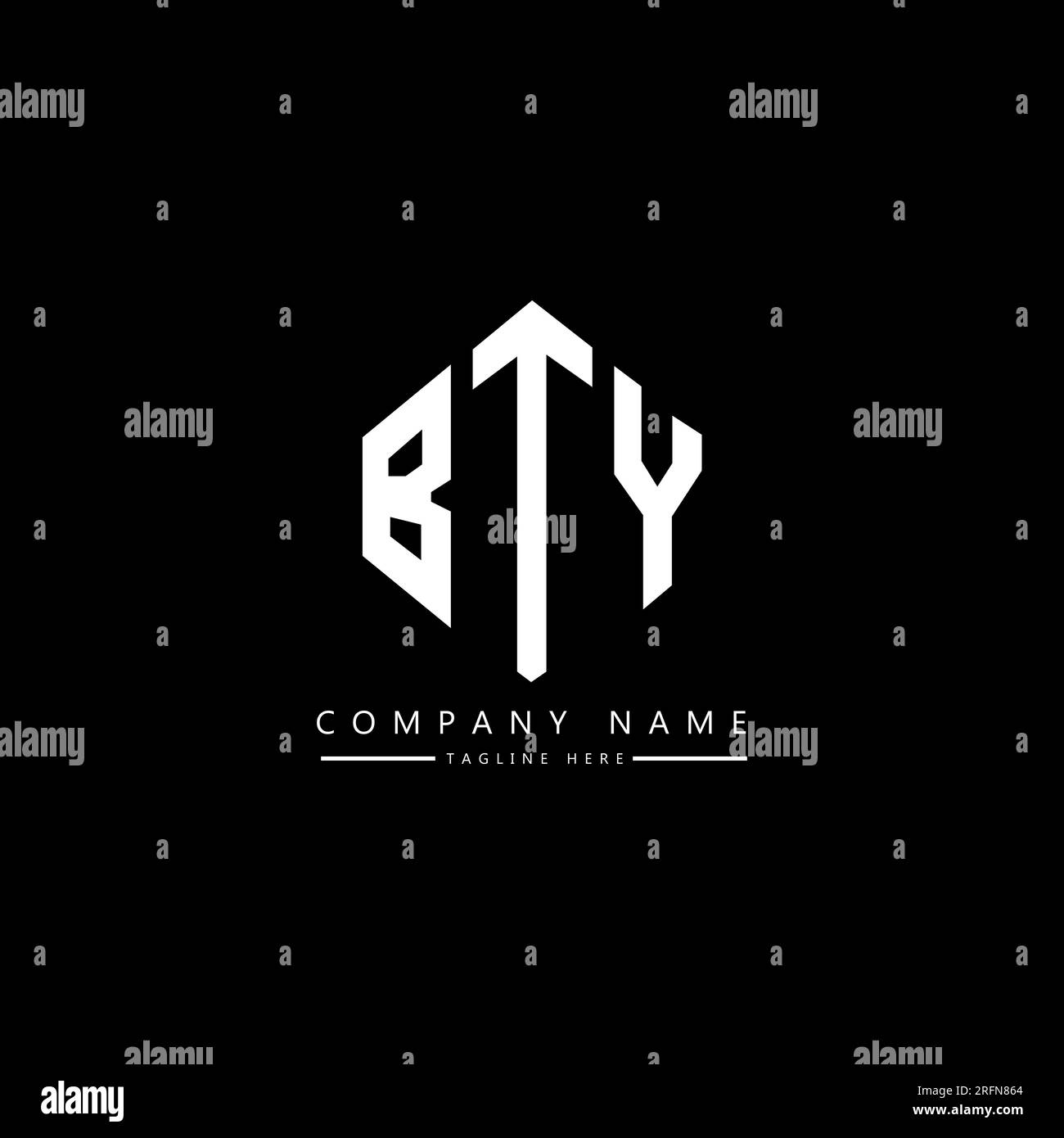 BTY-Logo in Polygonform. BTY-Polygon- und würfelförmiges Logo. BTY ...