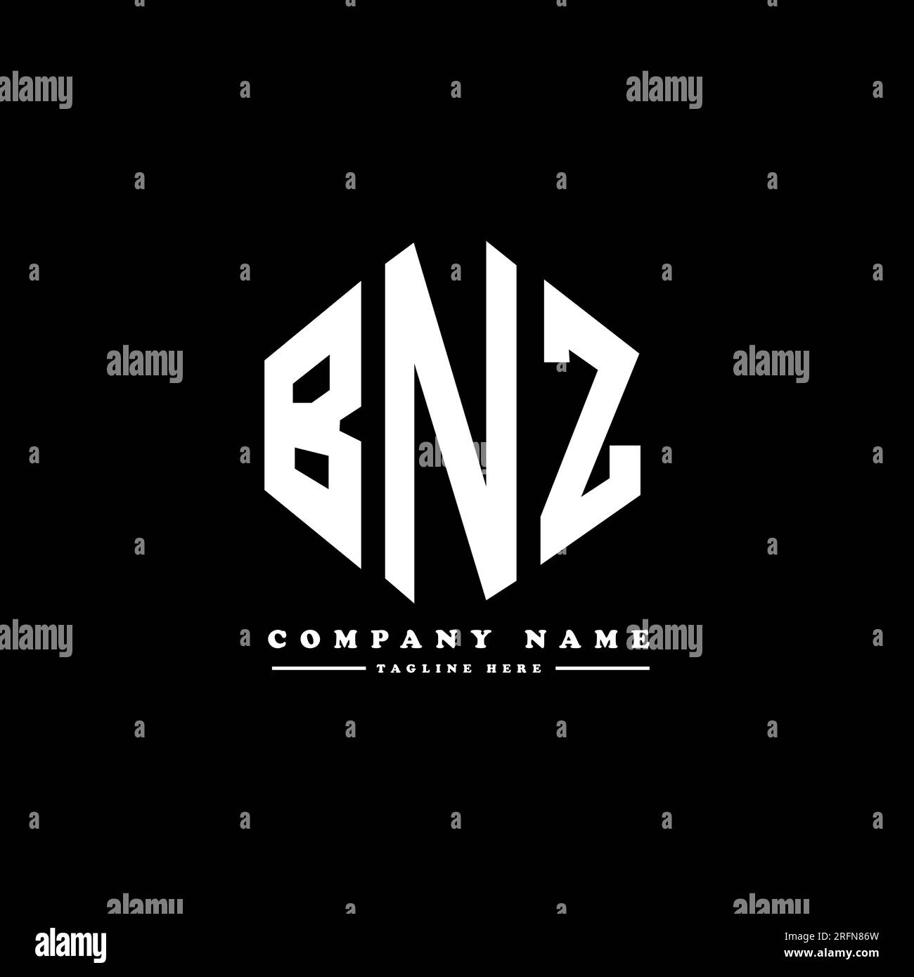 BNZ-Logo in Polygonform. BNZ-Polygon- und würfelförmiges Logo. BNZ ...