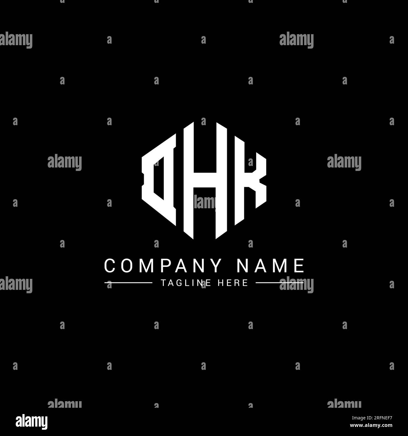 DHK-Logo in Polygonform. DHK-Polygon- und würfelförmiges Logo. DHK ...