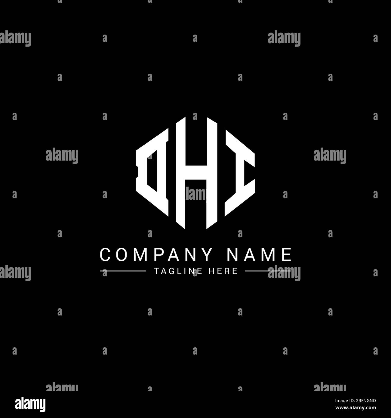 DHI-Logo in Polygonform. DHI-Polygon- und würfelförmiges Logo. DHI ...