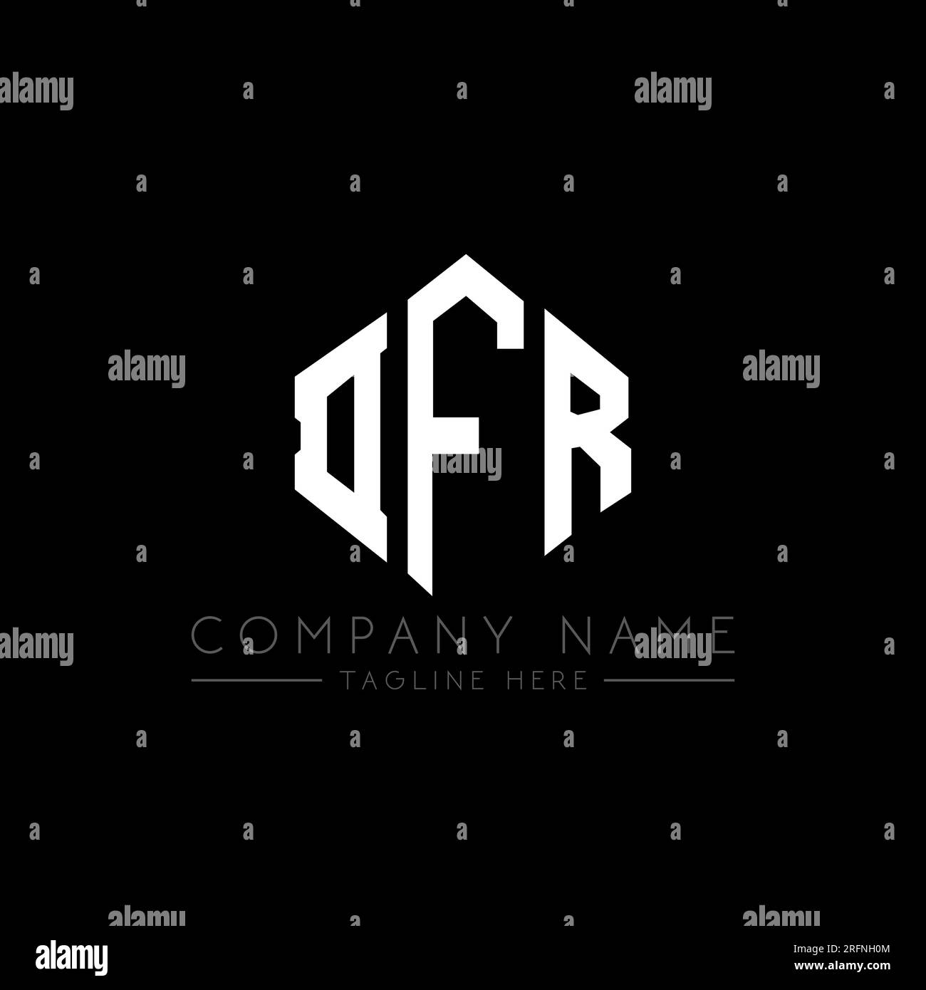 DFR-Logo in Polygonform. DFR-Polygon- und würfelförmiges Logo. DFR ...