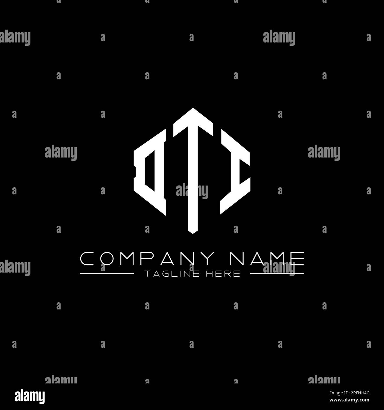 Logo mit DTI-Buchstaben und Polygonform. DTI-Polygon- und ...