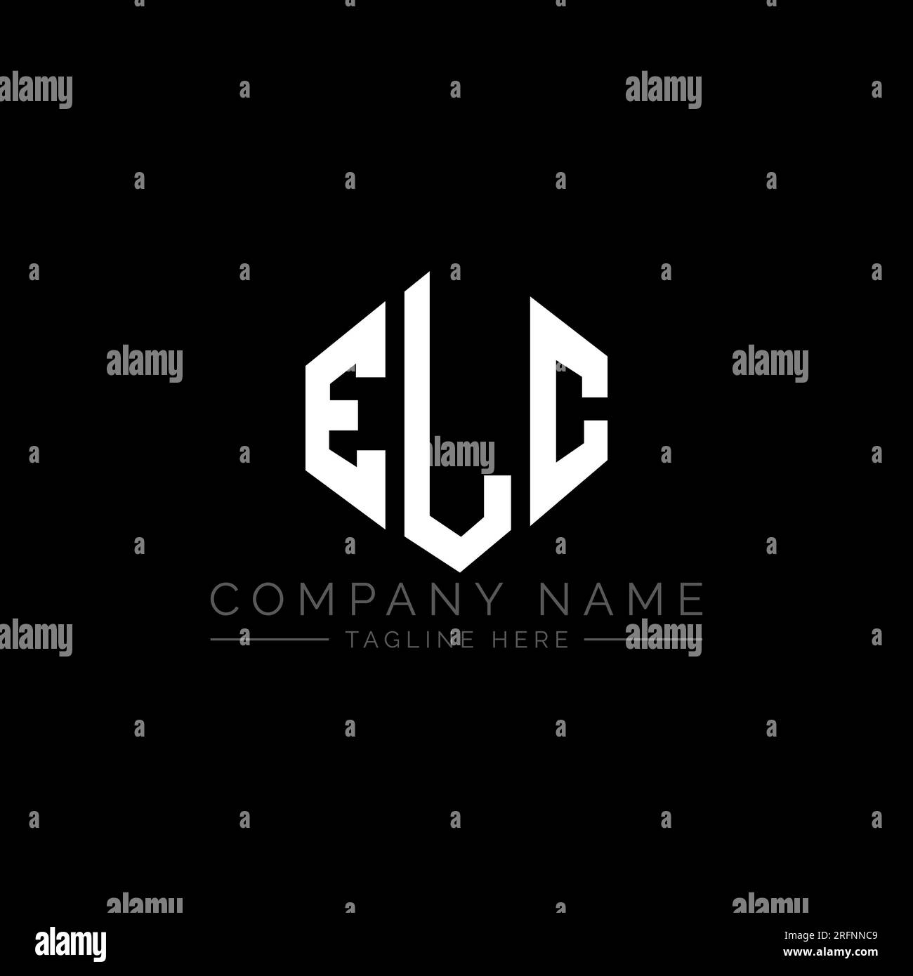 Logo mit ELC-Buchstaben und Polygonform. ELC-Polygon- und ...