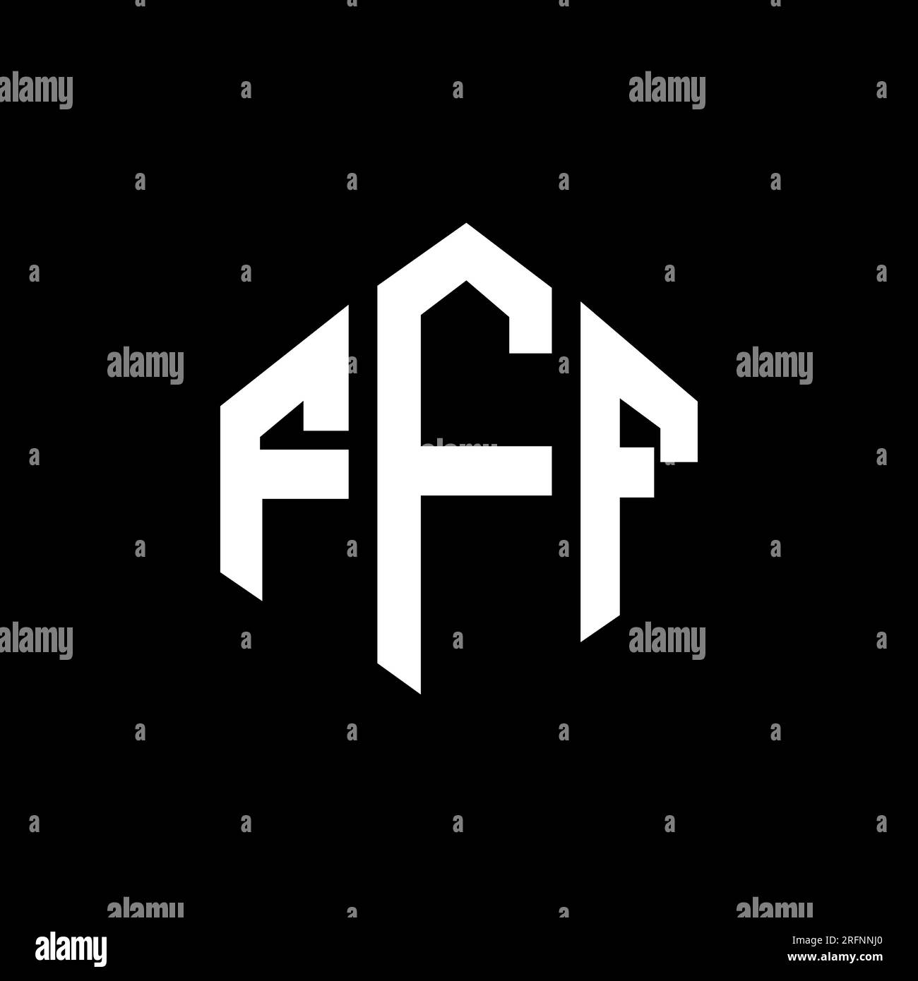 Logo mit FFF-Buchstaben und Polygonform. FFF-Polygon- und ...