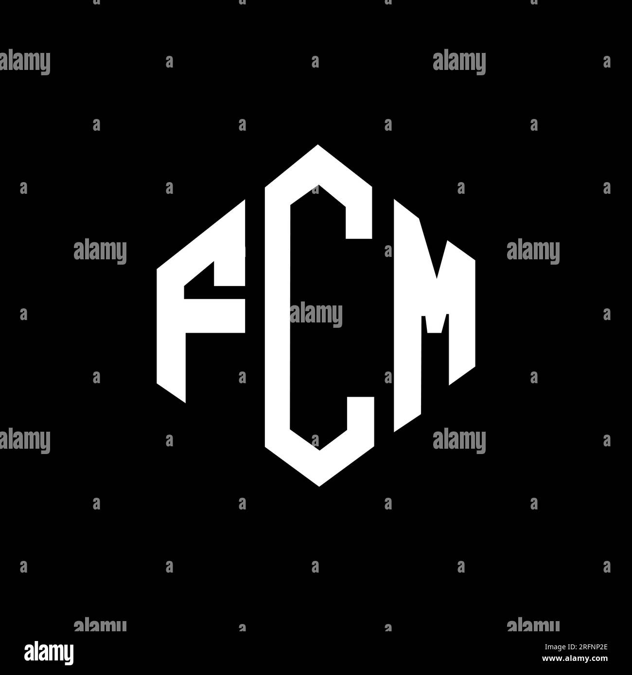 FCM-Logo in Polygonform. FCM-Polygon- und würfelförmiges Logo. FCM ...