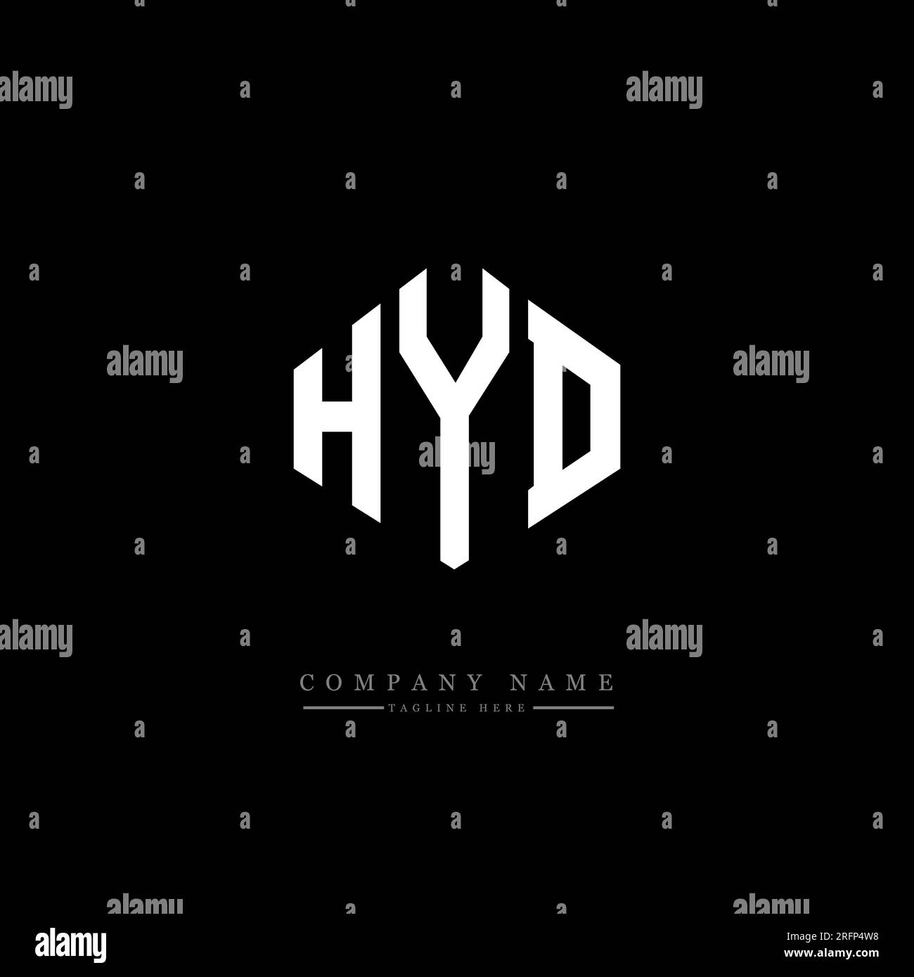 Logo mit Hydro-Buchstaben und Polygonform. Hydr. Polygon- und ...