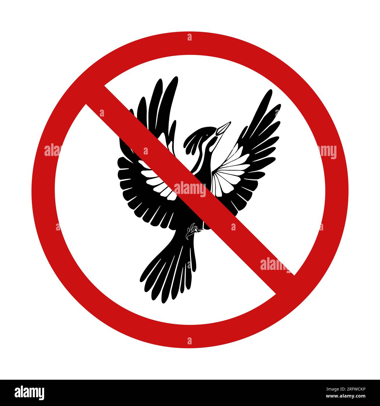 Vektorzeichen mit einem fliegenden Vogel zu verbieten. Jagen ist ...