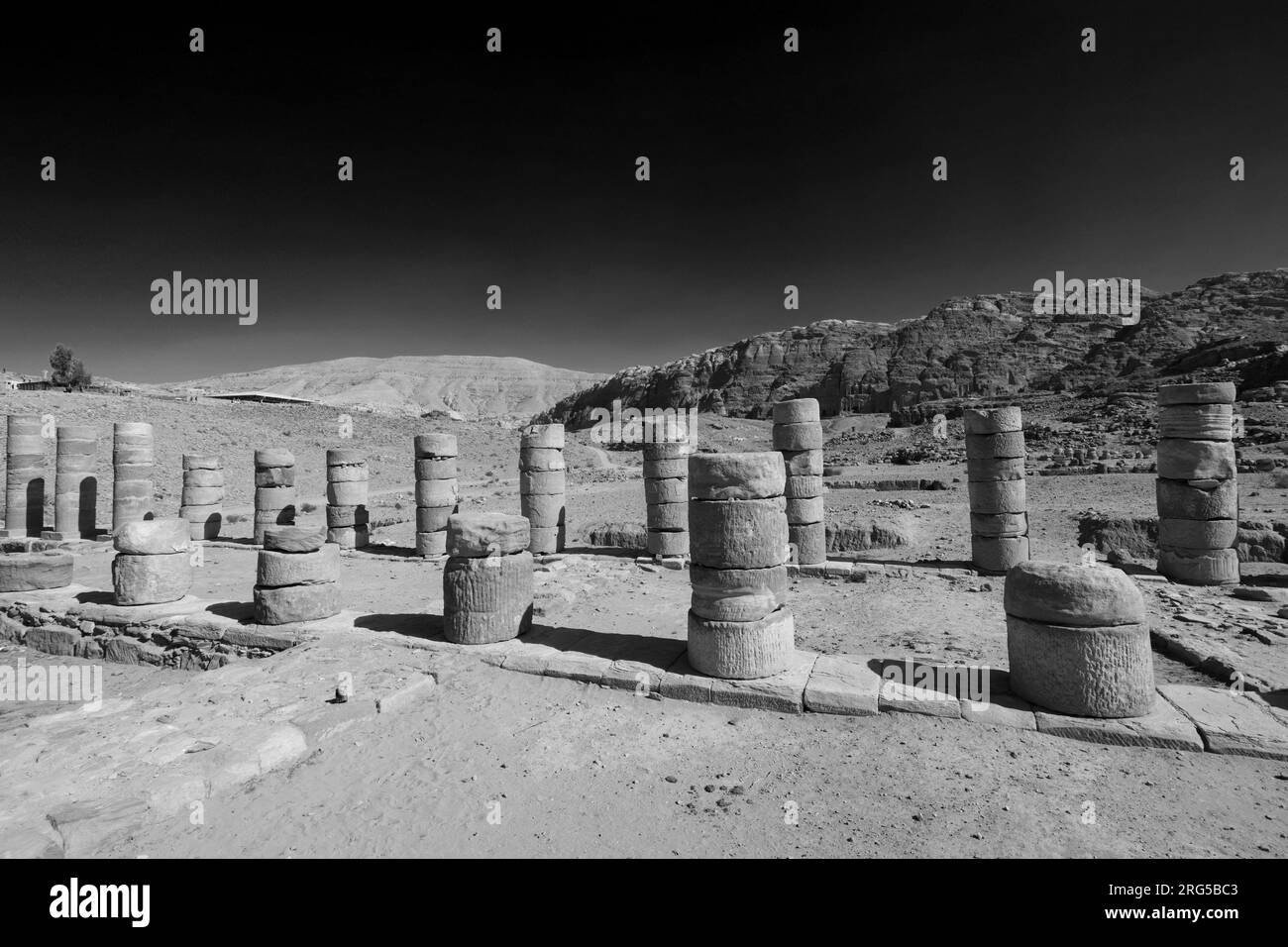Blick über den Großen Tempel, Petra, UNESCO-Weltkulturerbe, Wadi Musa ...