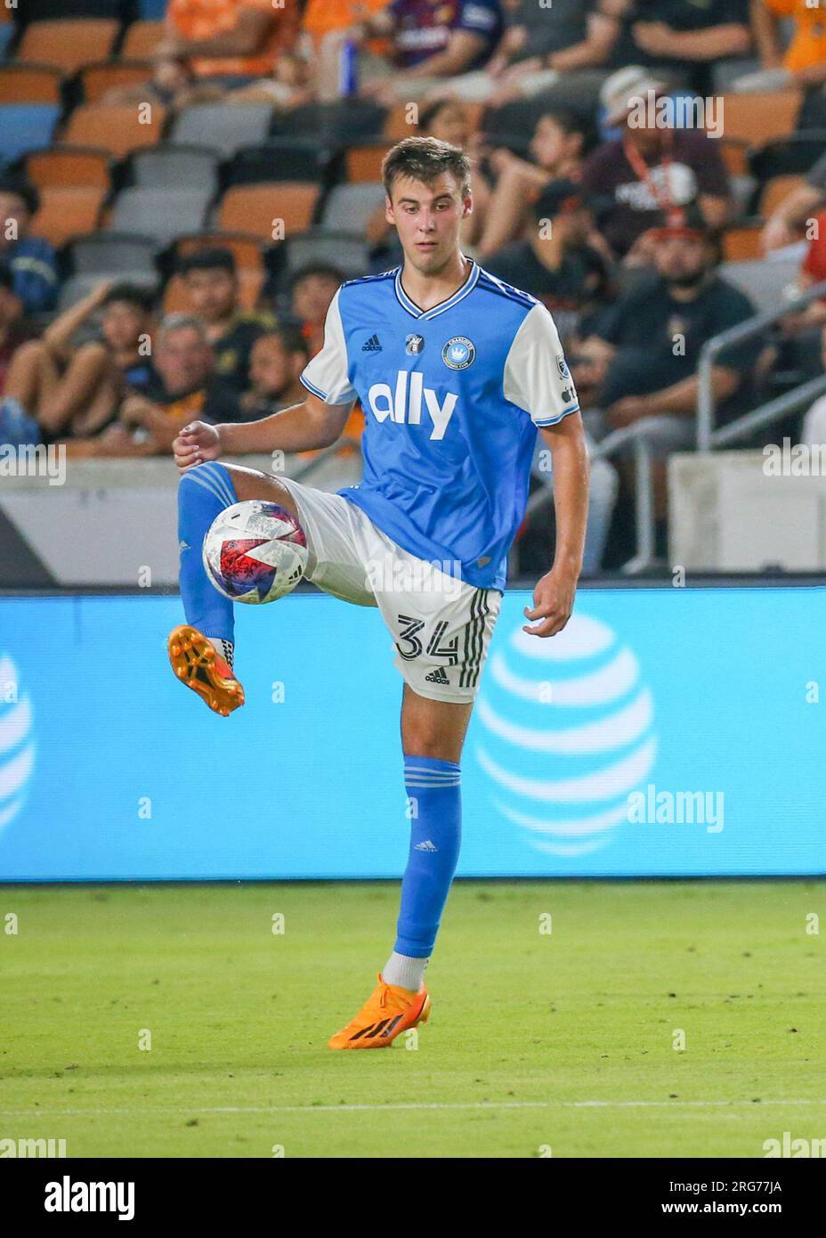 HOUSTON, TX - AUGUST 07: Charlotte FC midfielder Andrew Privett (34 ...