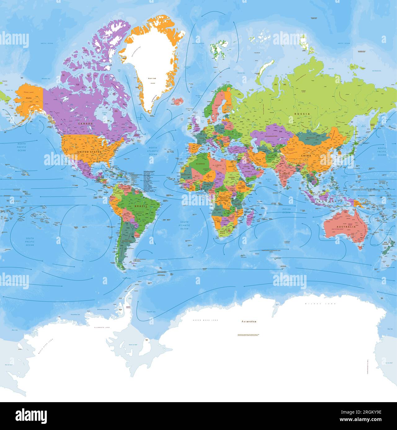 Mercator projection world map Stock-Vektorgrafiken kaufen - Alamy