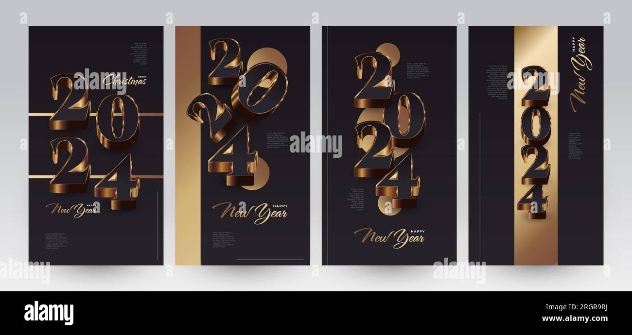 Elegantes Posterset „Happy Silvester 2024 Elegantes Posterset „Happy Silvester 2024