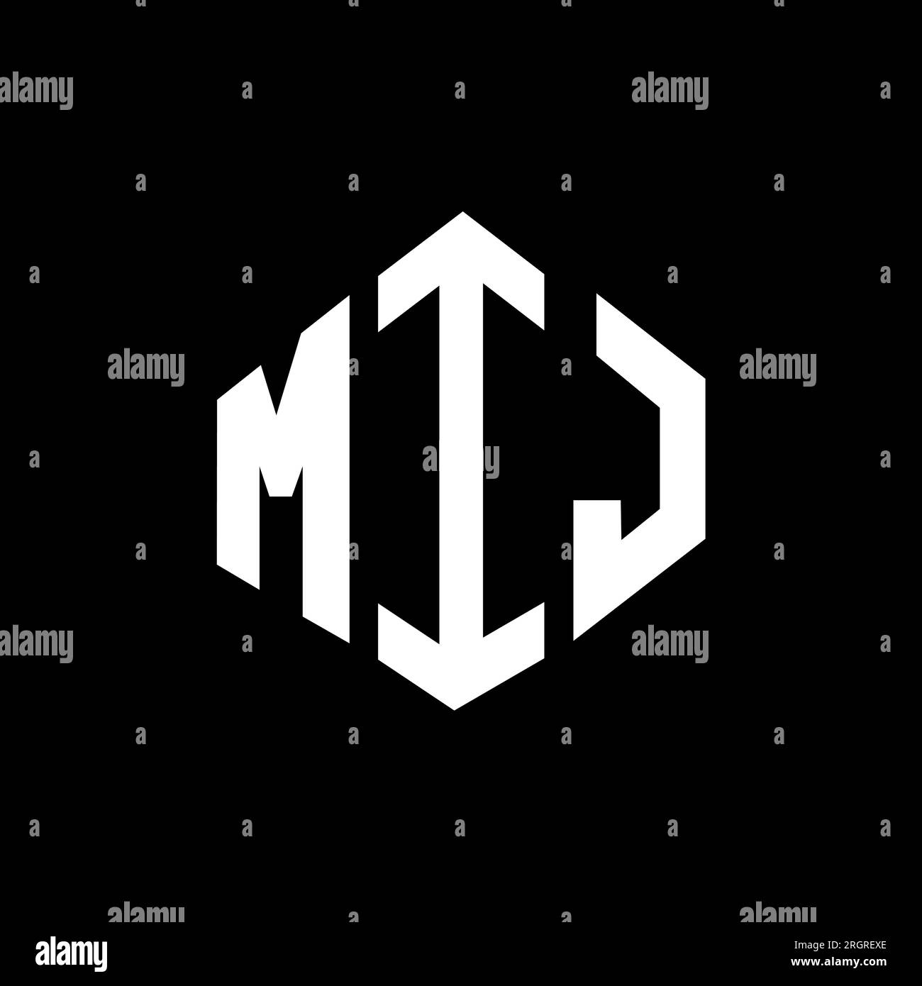 Logo mit MJ-Buchstaben und Polygonform. MIJ-Polygon- und würfelförmiges ...