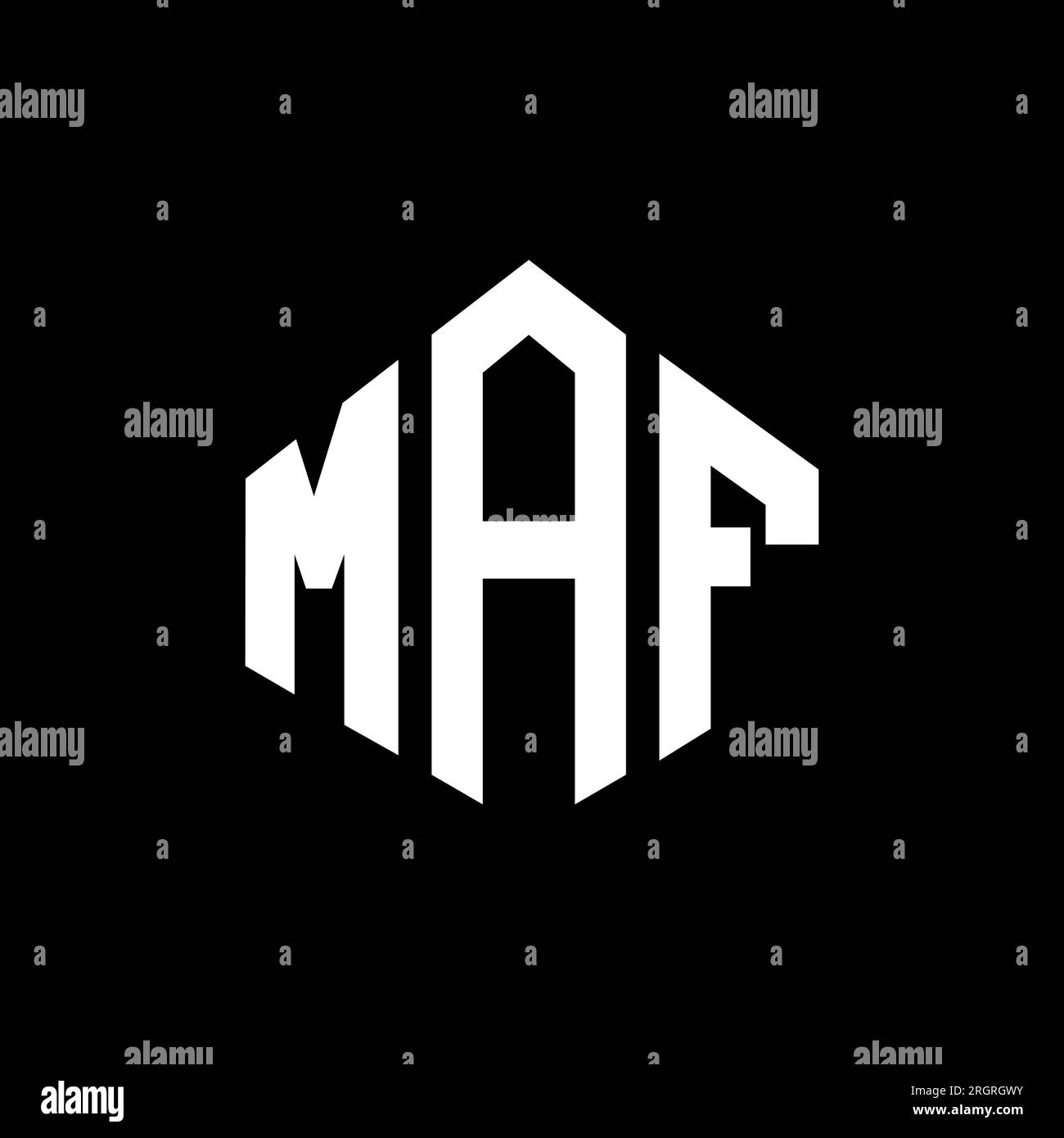 MAF-Logo in Polygonform. MAF-Polygon- und würfelförmiges Logo. MAF ...