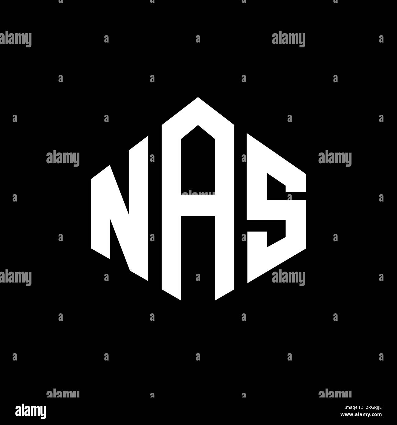 NAS-Logo in Polygonform. NAS-Polygon- und würfelförmiges Logo. NAS ...