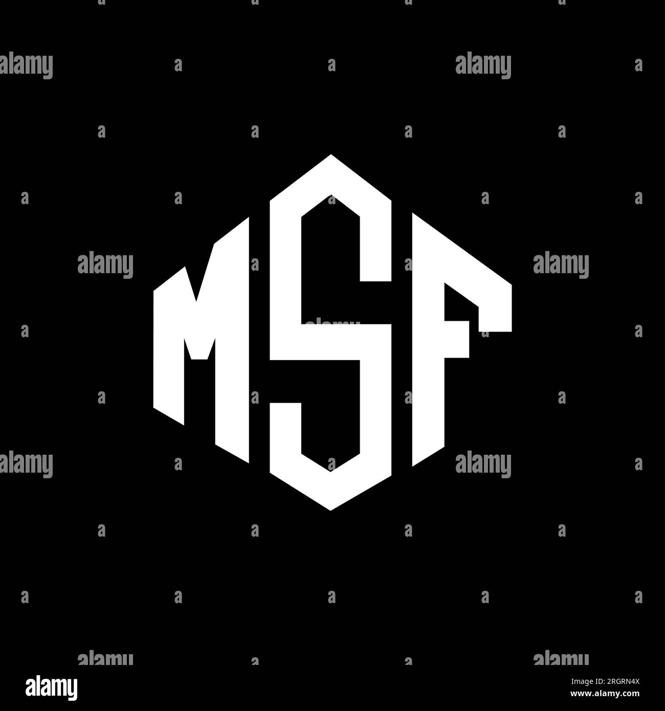 Logo mit MSF-Buchstaben und Polygonform. MSF-Polygon- und ...