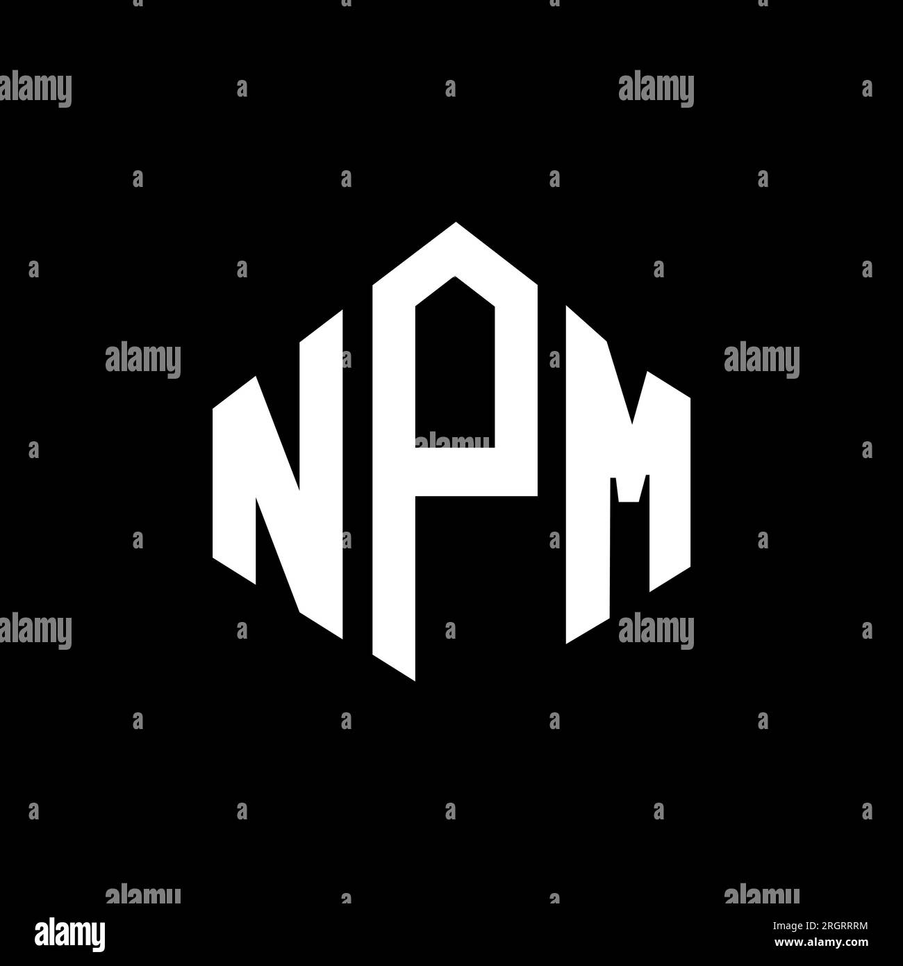 Logo mit NPM-Buchstaben und Polygonform. NPM-Polygon- und ...
