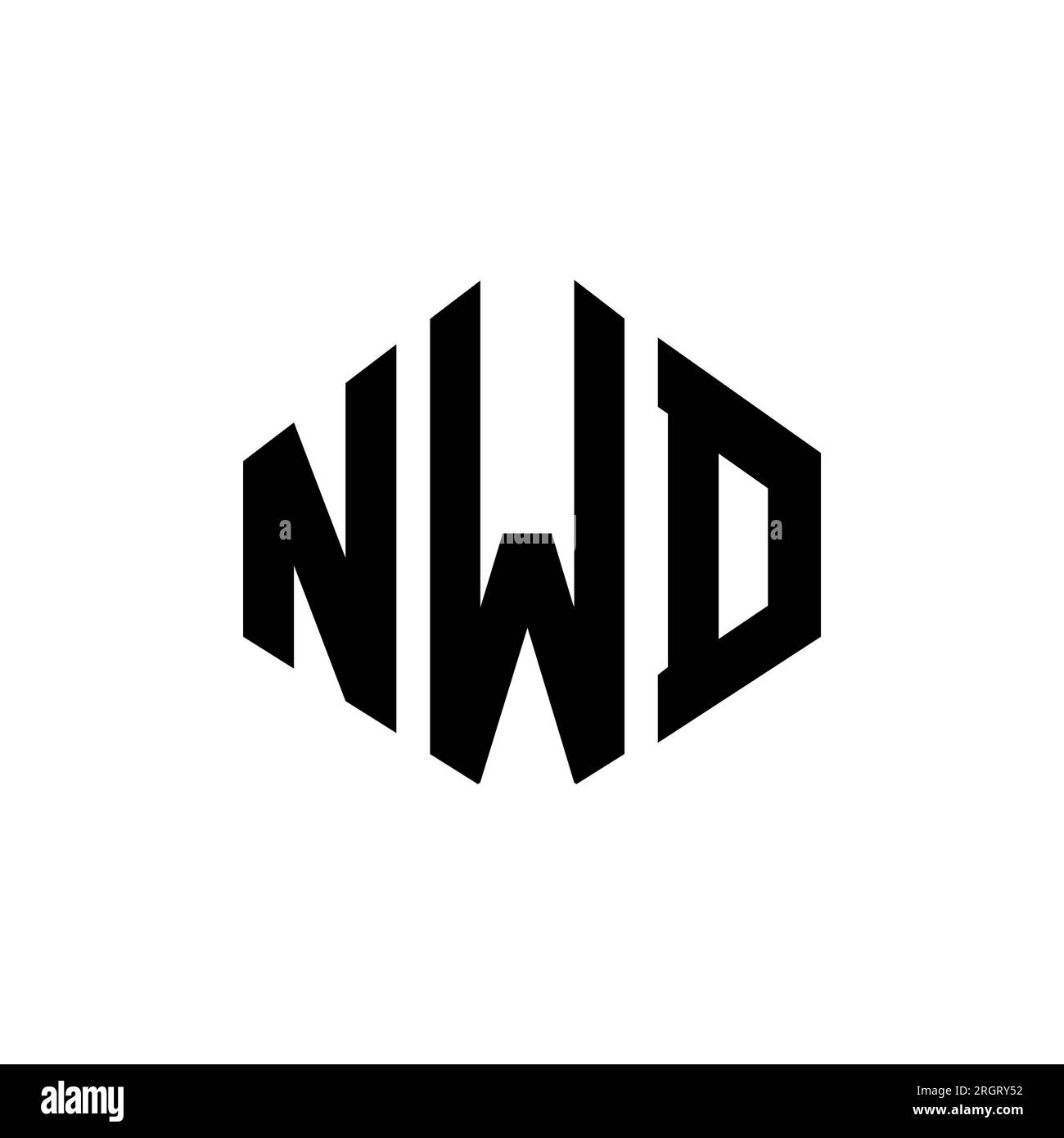 Logo mit NWD-Buchstaben und Polygonform. NWD-Logo in Polygon- und ...