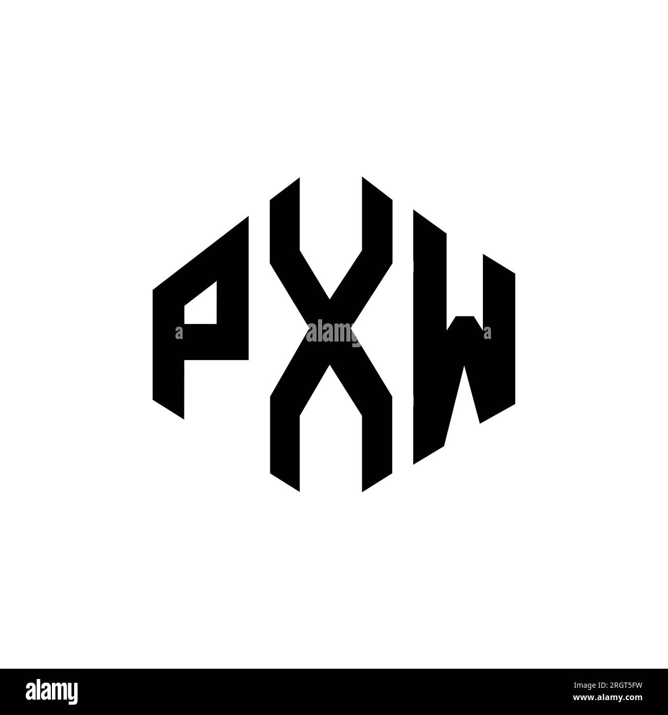 PXW-Logo in Polygonform. PXW-Polygon- und würfelförmiges Logo ...