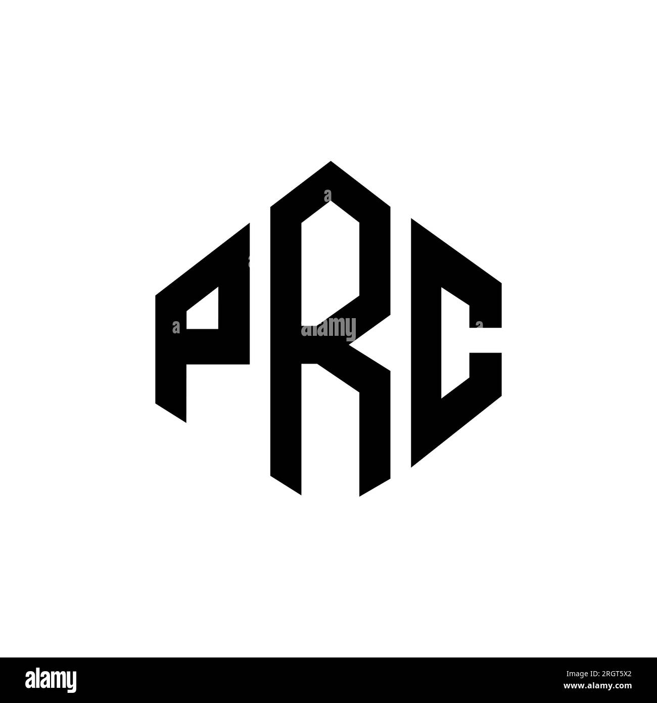 Logo des PRC-Buchstabens mit Polygonform. Logo in PRC-Polygon- und ...