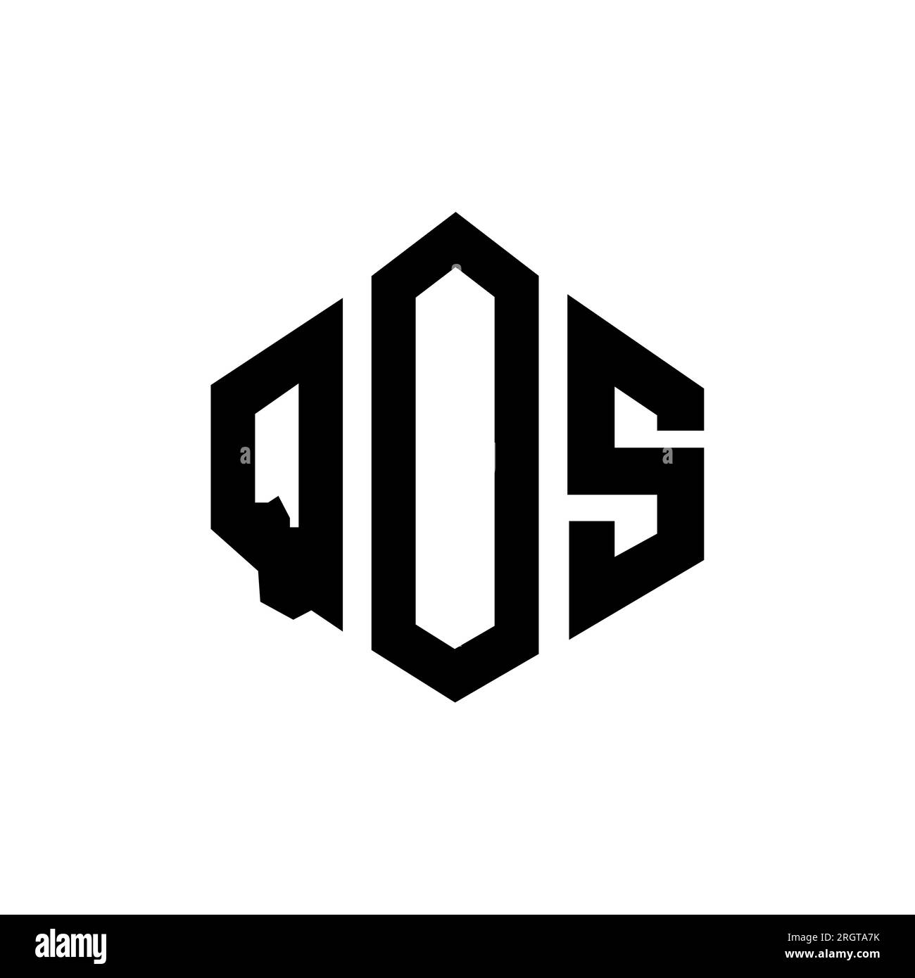 QOS-Buchstabendesign mit Polygonform. QOS-Polygon- und würfelförmiges ...
