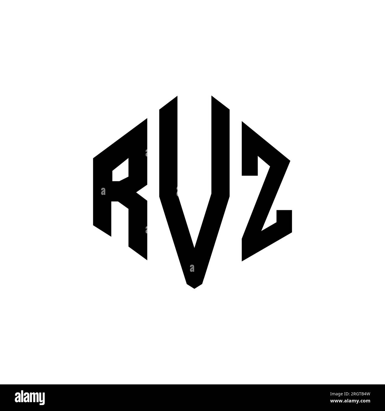 Logo mit RVZ-Buchstaben und Polygonform. RVZ-Polygon- und ...
