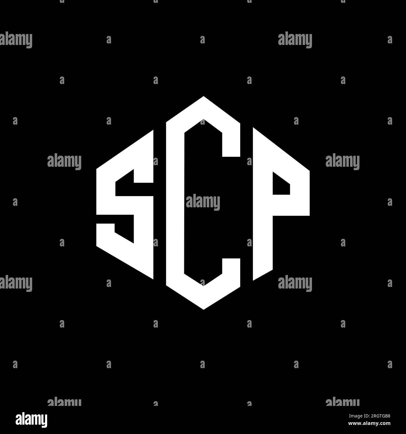 SCP-Logo mit Polygonform. SCP-Polygon- und würfelförmiges Logo. SCP ...