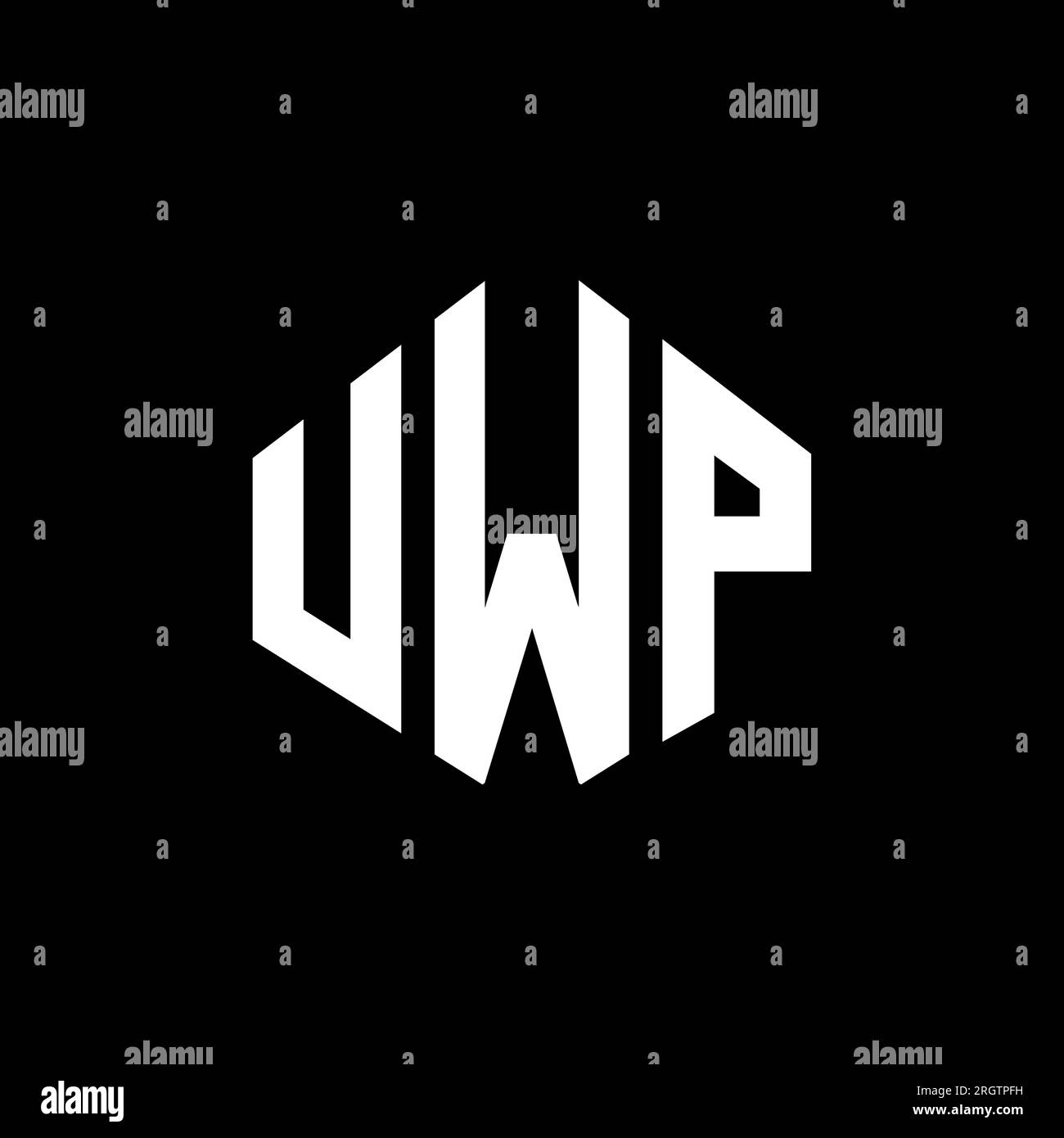 Logo mit UWP-Buchstaben und Polygonform. UWP-Logo in Polygon- und ...