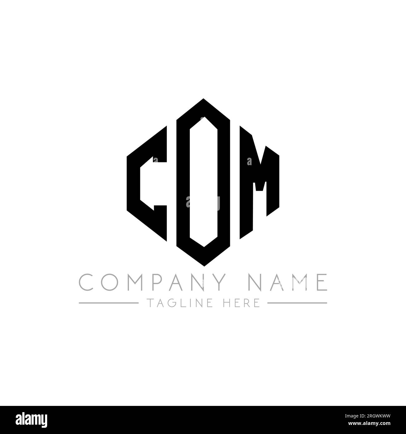 Polygonform mit Logo des COM-Buchstabens. Logo in Form von Polygon und ...