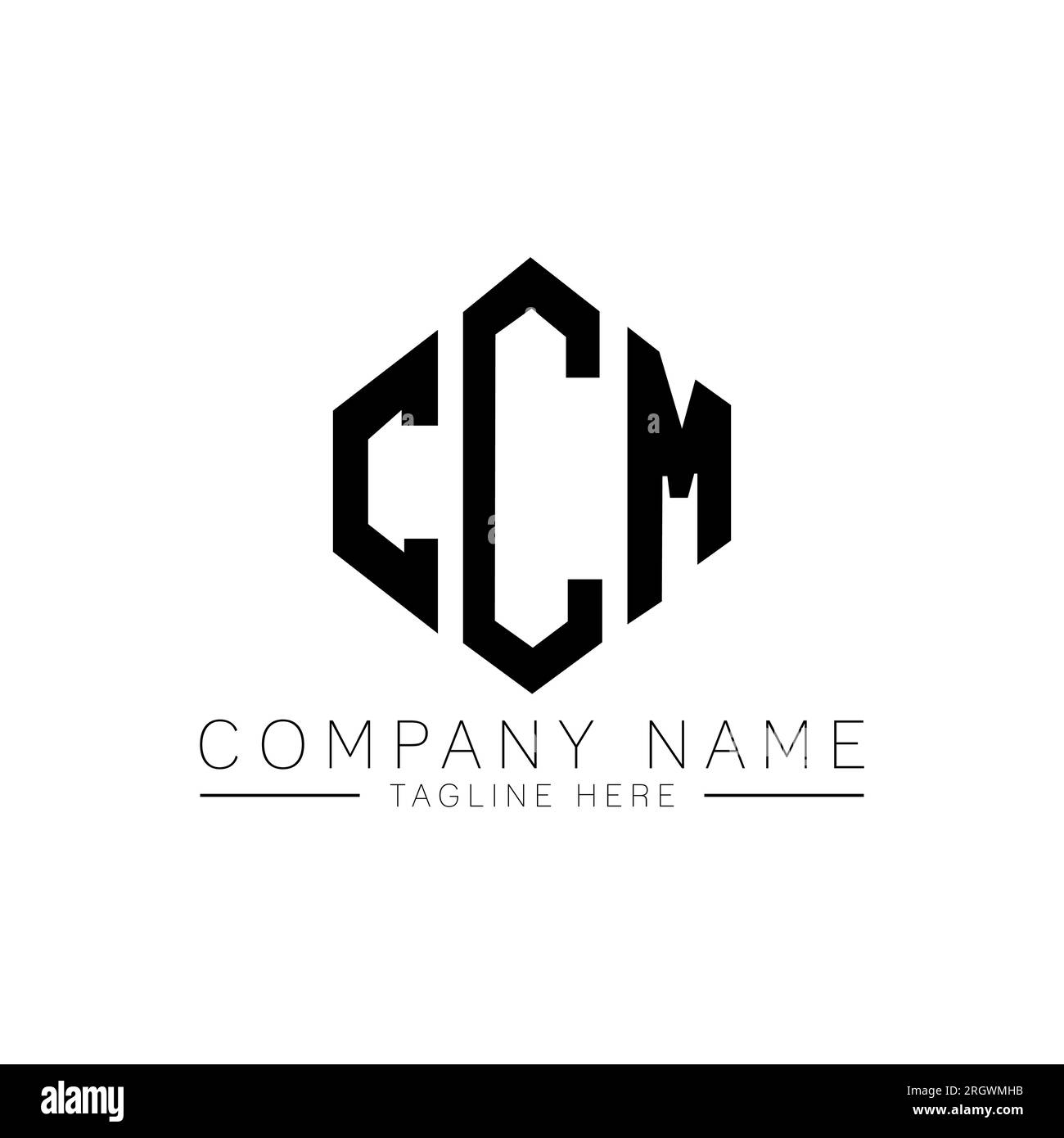 Logo mit CCM-Buchstaben und Polygonform. CCM-Polygon- und würfelförmiges Logo. CCM-sechseckige ...