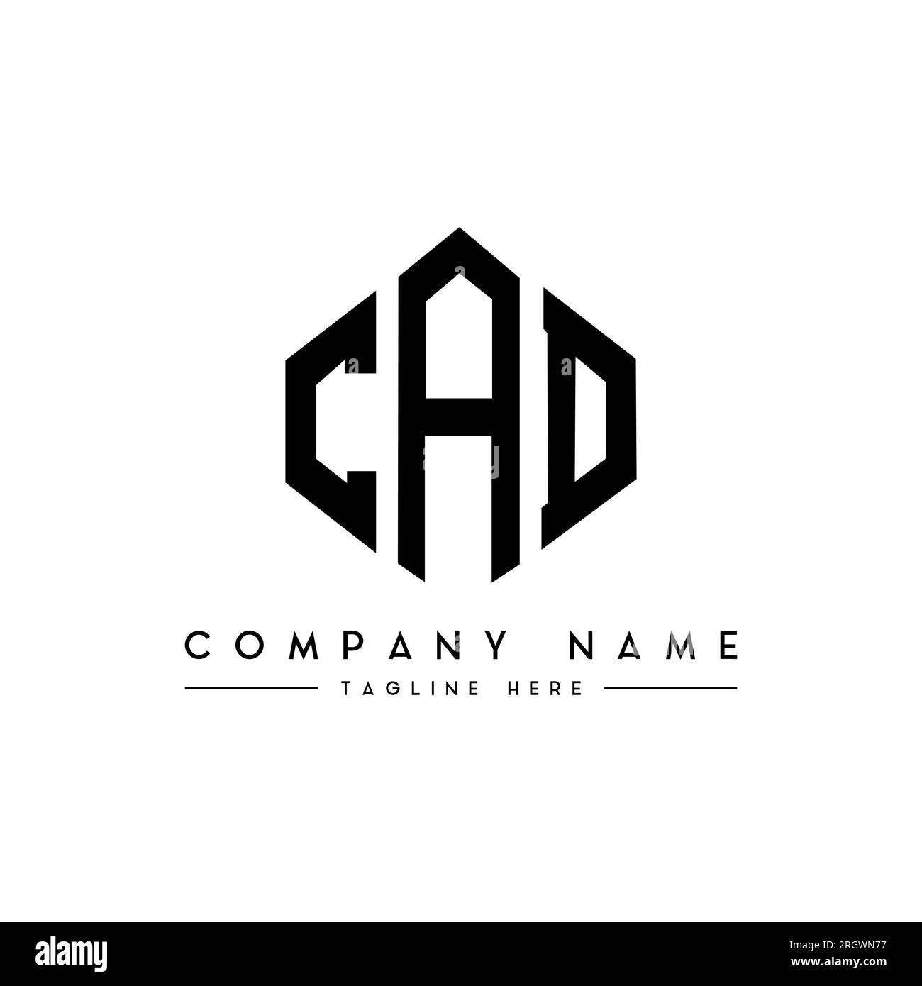 Logo mit CAD-Buchstaben und Polygonform. CAD-Polygon- und ...