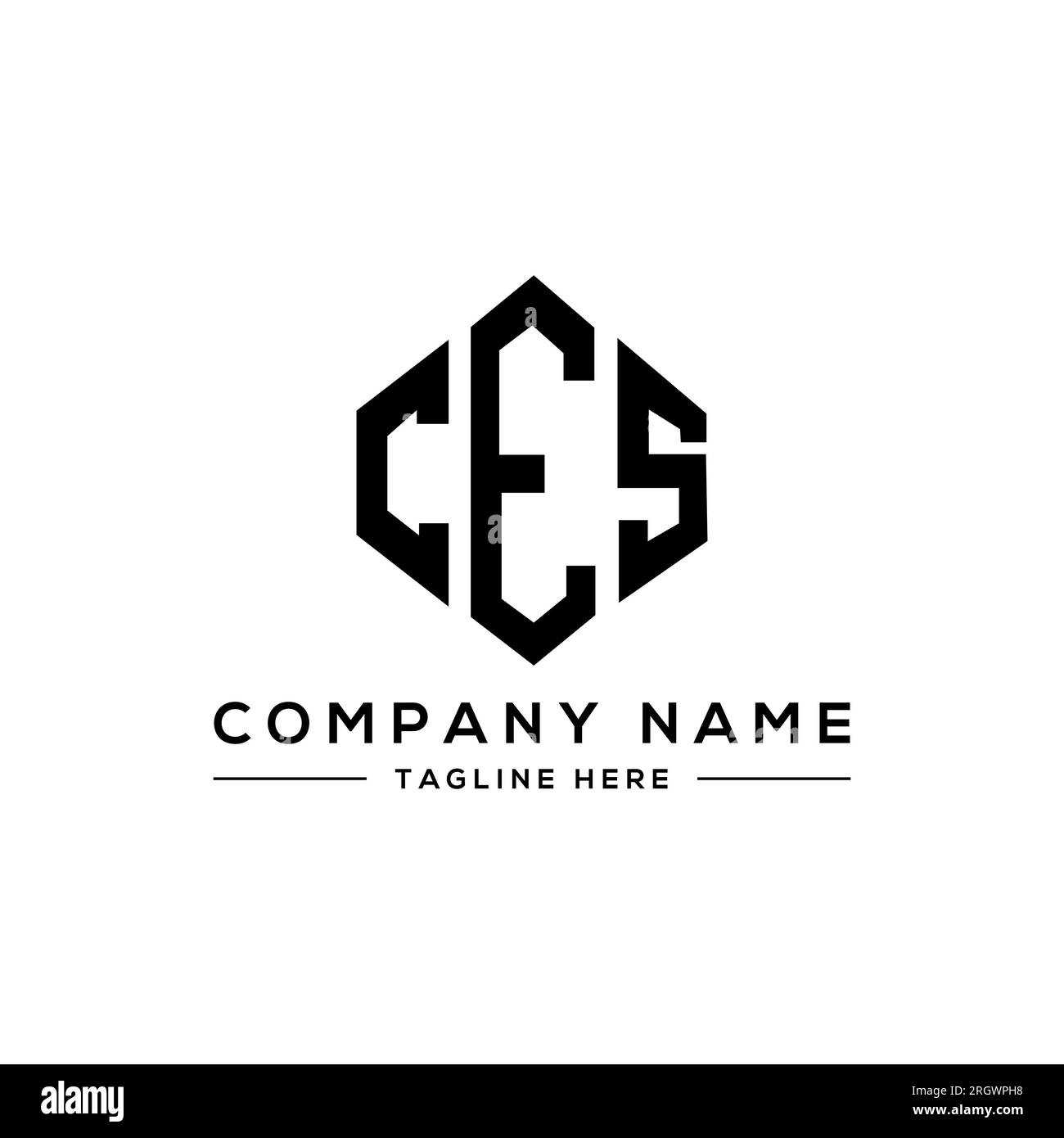 Logo mit CES-Buchstaben und Polygonform. CES-Polygon- und würfelförmiges Logo. CES-sechseckige ...