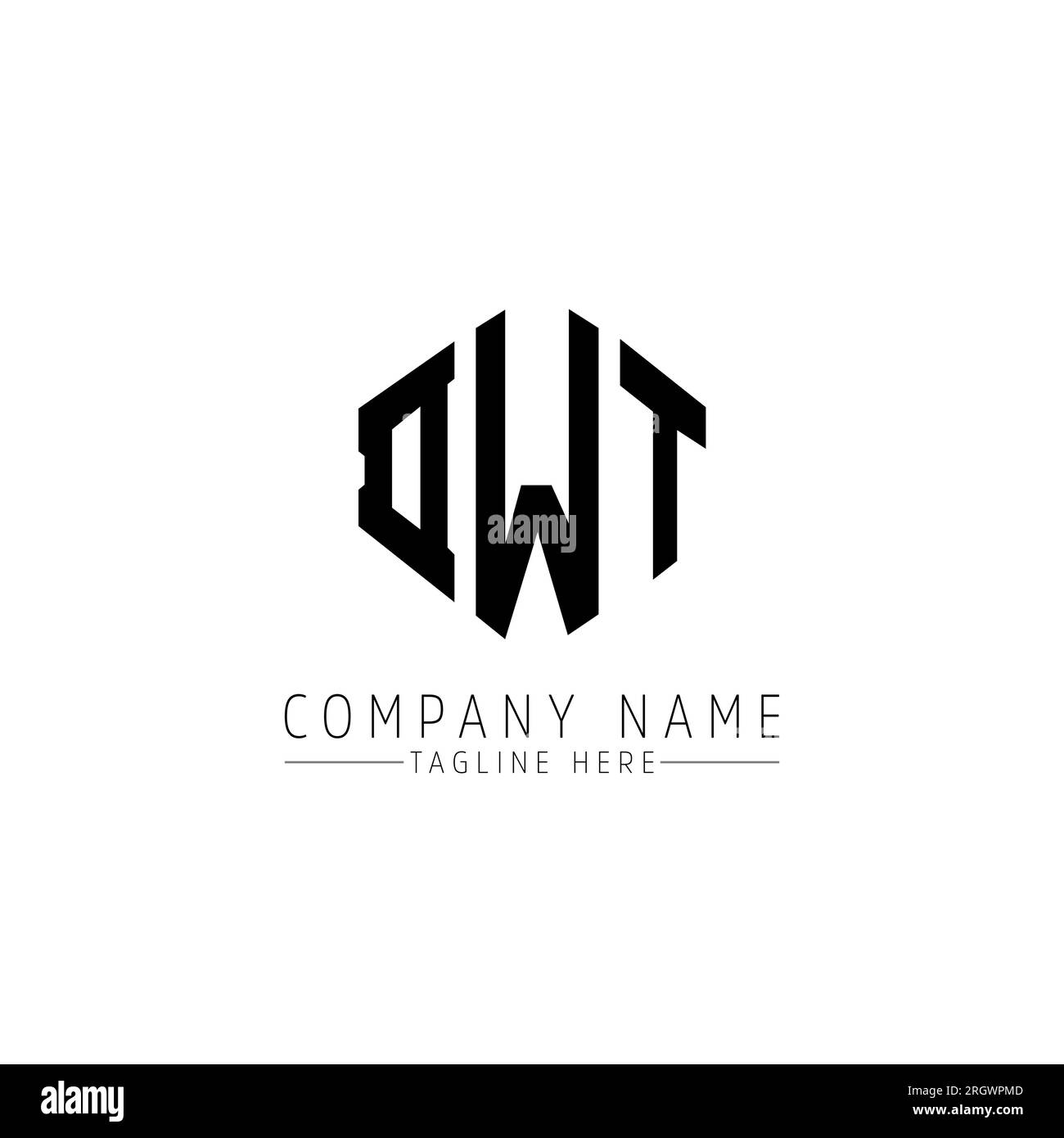 Logo mit DWT-Buchstaben und Polygonform. DWT-Polygon- und ...