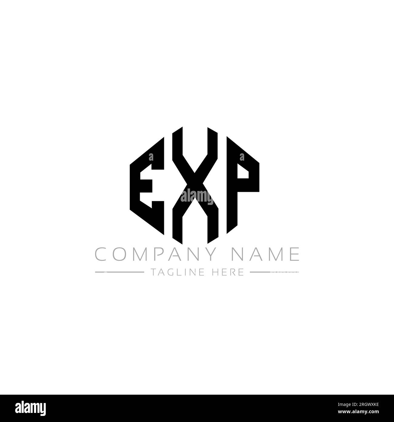 LOGO mit EXP-Buchstaben und Polygonform. EXP Polygon- und ...