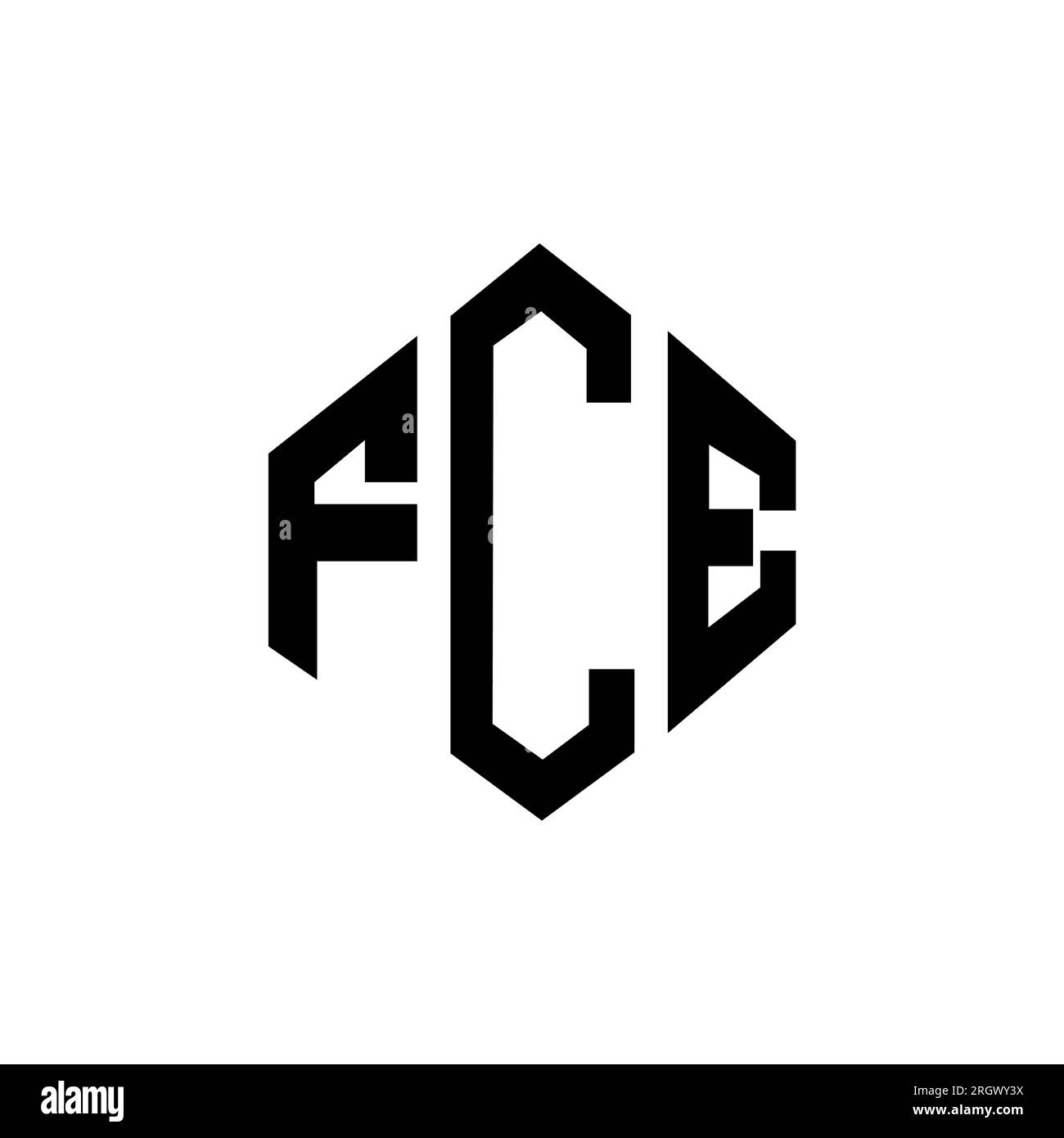 FCE-Logo mit Polygonform. FCE-Polygon- und würfelförmiges Logo ...