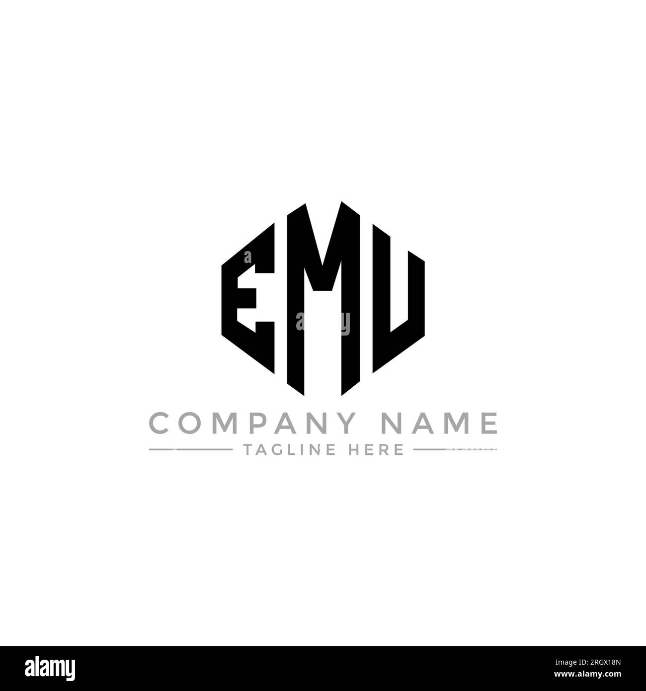 Emu-Logo in Polygonform. EMU-Polygon- und würfelförmiges Logo. EMU ...