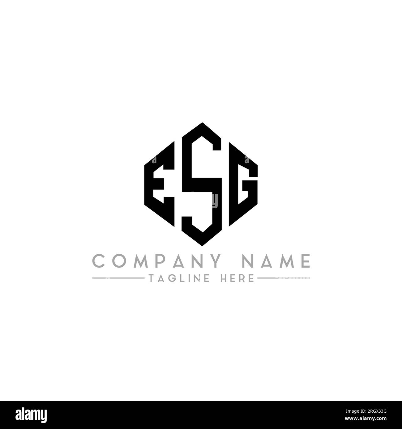 ESG-Logo mit Polygonform. ESG-Polygon- und würfelförmiges Logo. ESG ...