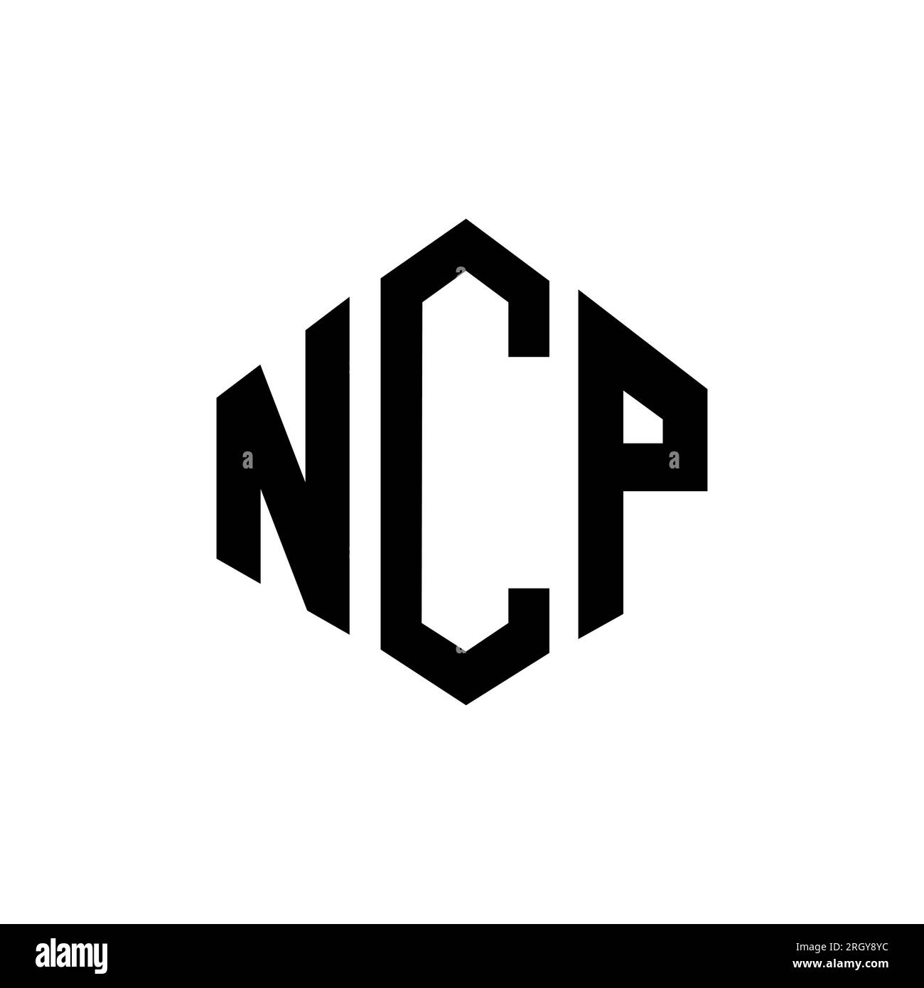 NCP-Logo in Polygonform. NCP-Polygon- und würfelförmiges Logo ...
