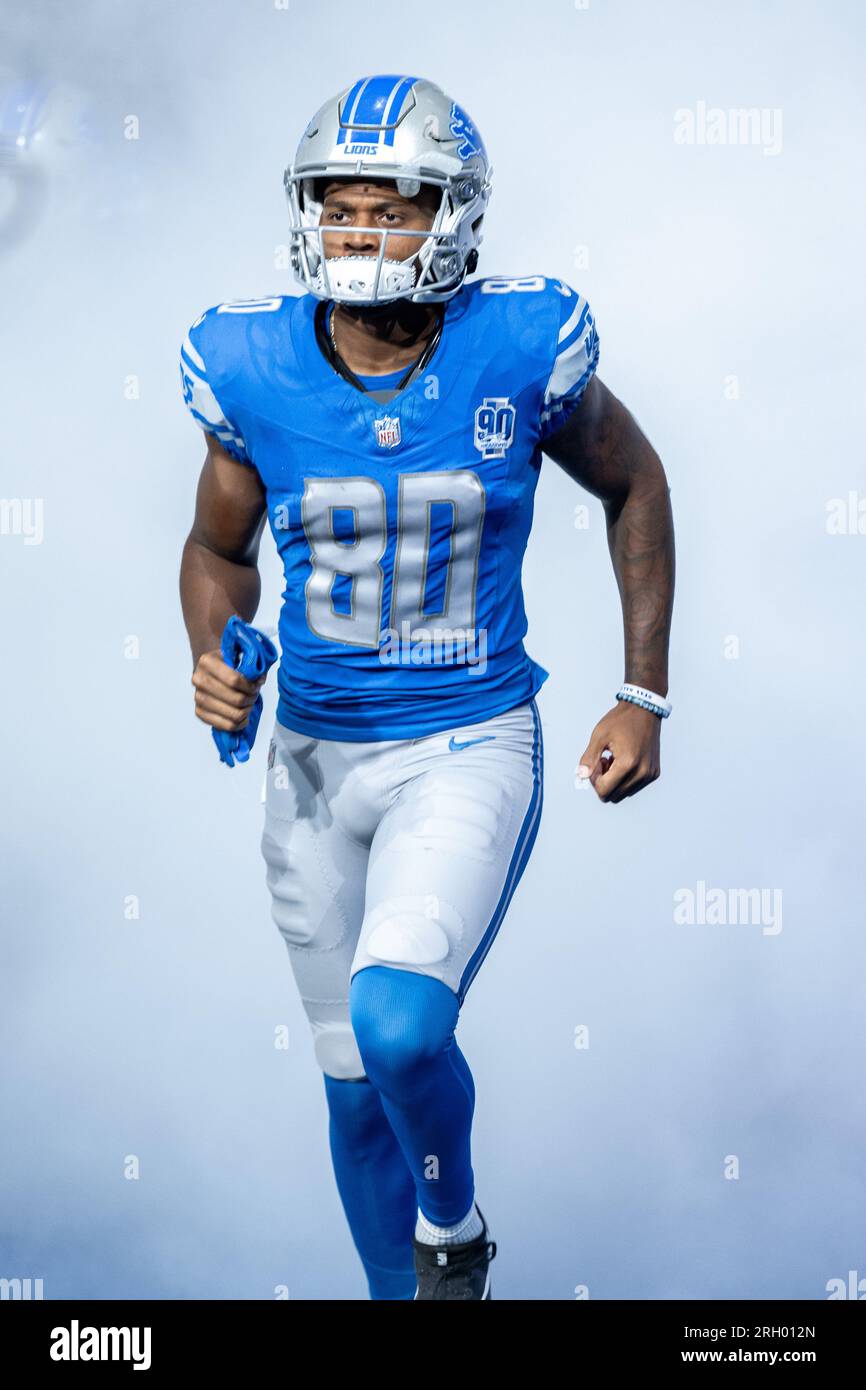DETROIT, MI - 11. AUGUST: Detroit Lions WR Antoine Green (80) Legen Sie ...
