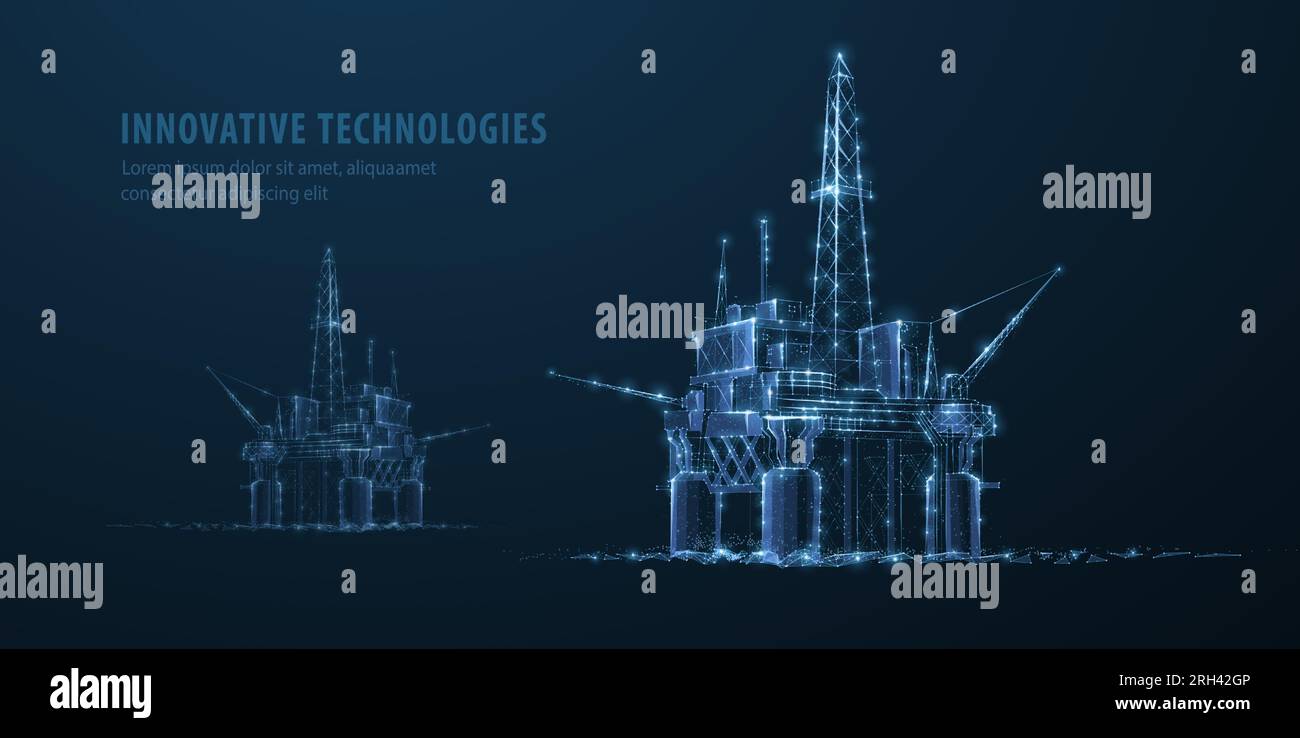 ölplattform rig nacht offshore energie Stock-Vektorgrafiken kaufen - Alamy