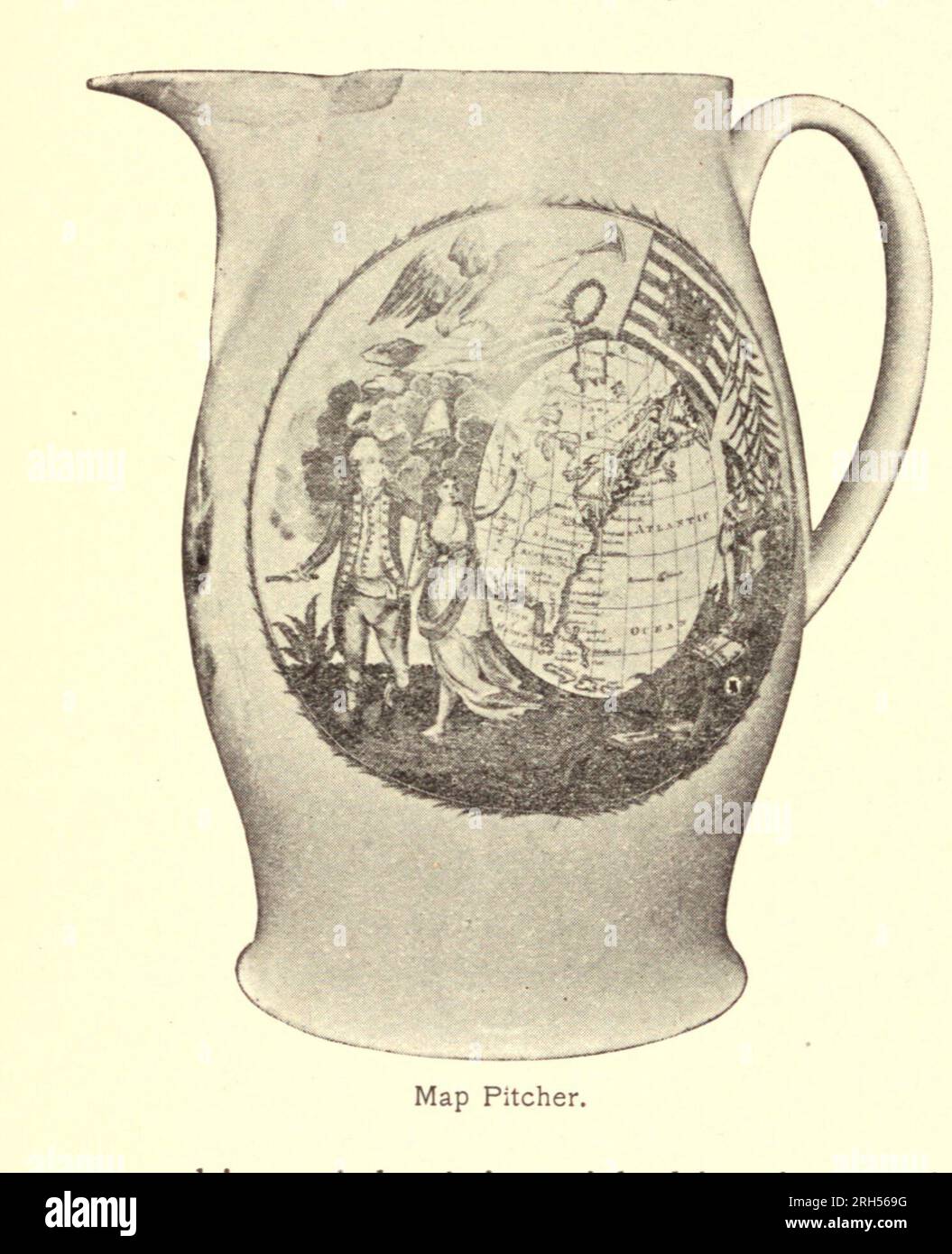 Map Pitcher, Liverpool Ware aus dem Buch " Stage-Coach and Tavern Days ...