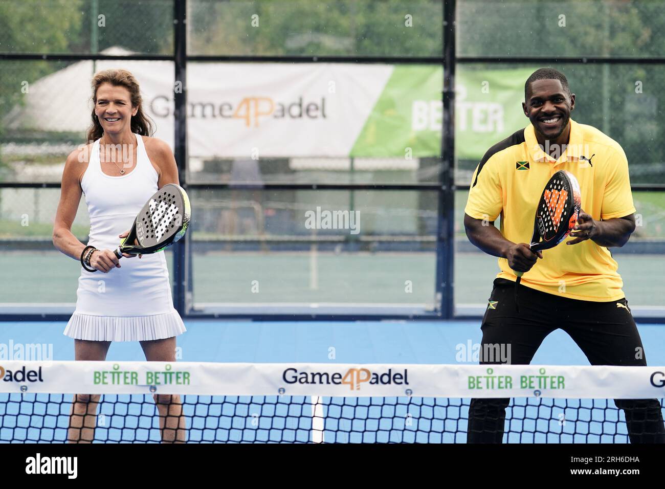 Ehemaliger Tennisspieler Annabel Croft und jamaikanischer Bobschlitten ...